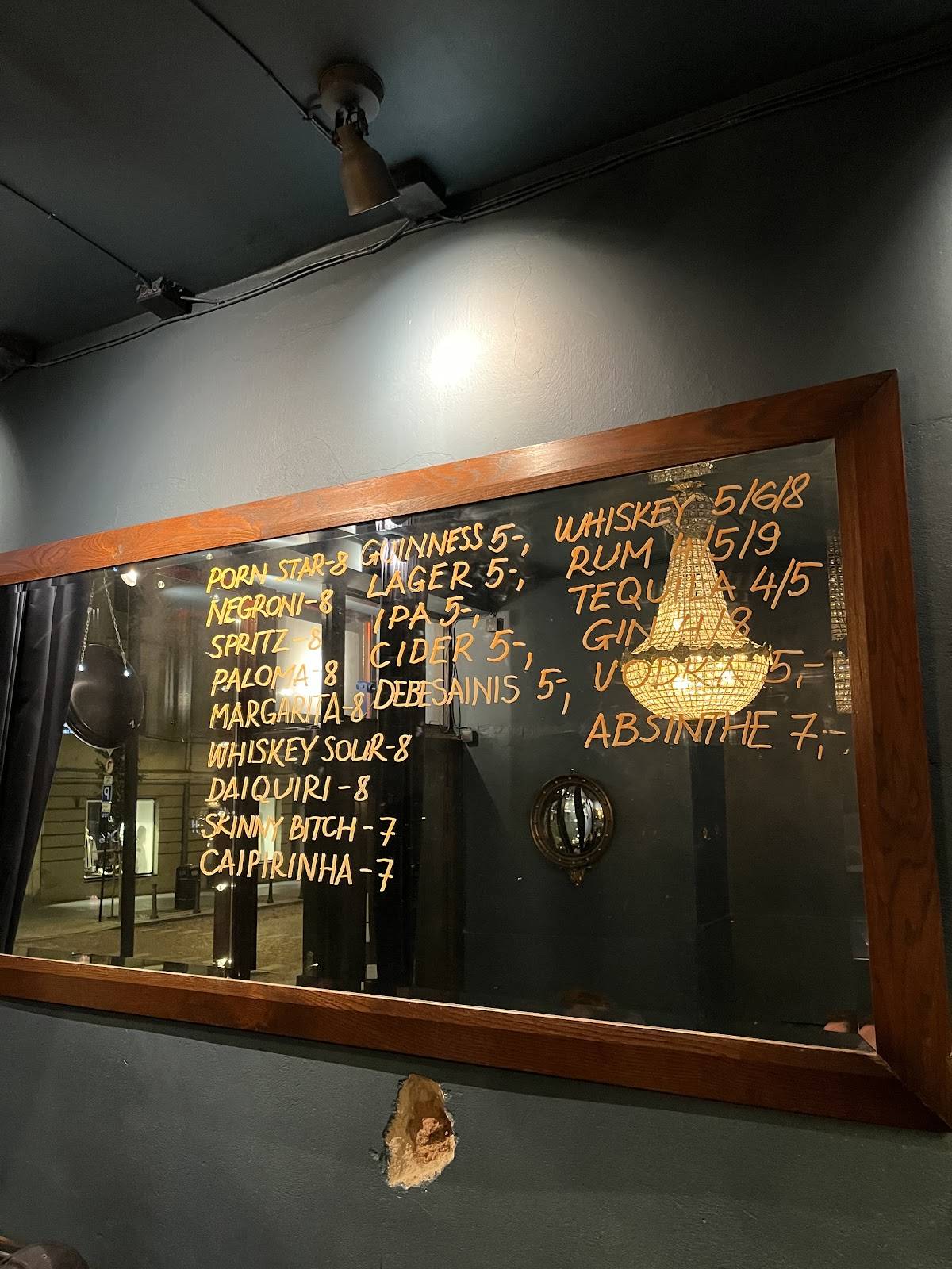 Menu at The Moose Bar, Vilnius