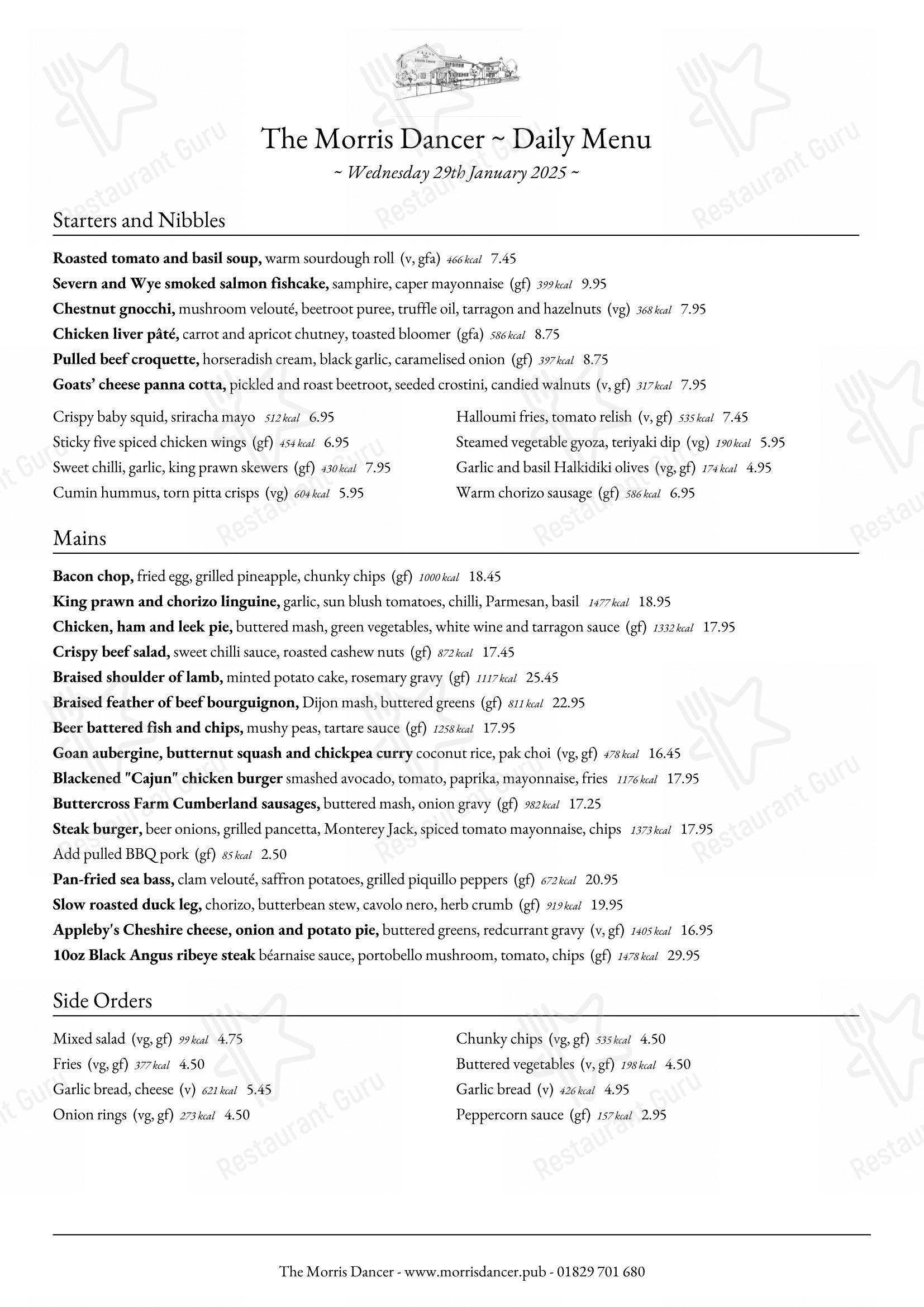 Menu at The Morris Dancer pub & bar, Kelsall