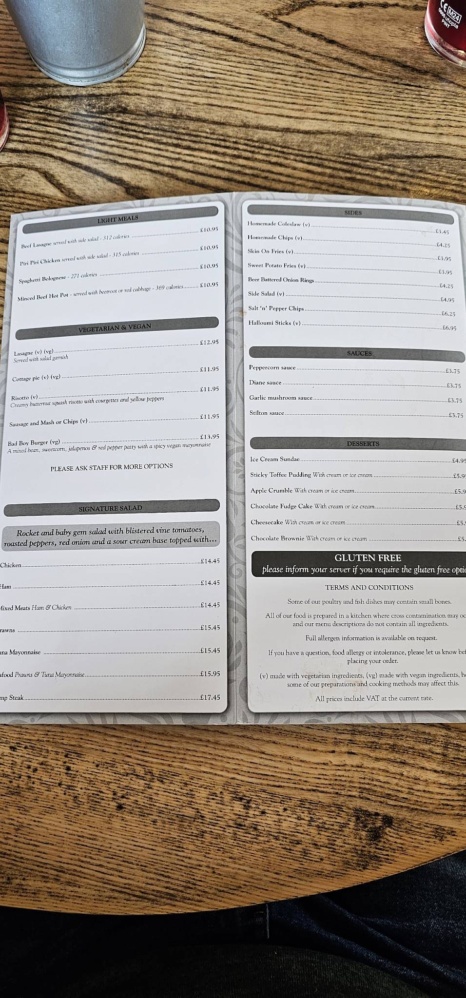 Menu at The Moss Bank pub & bar, St Helens
