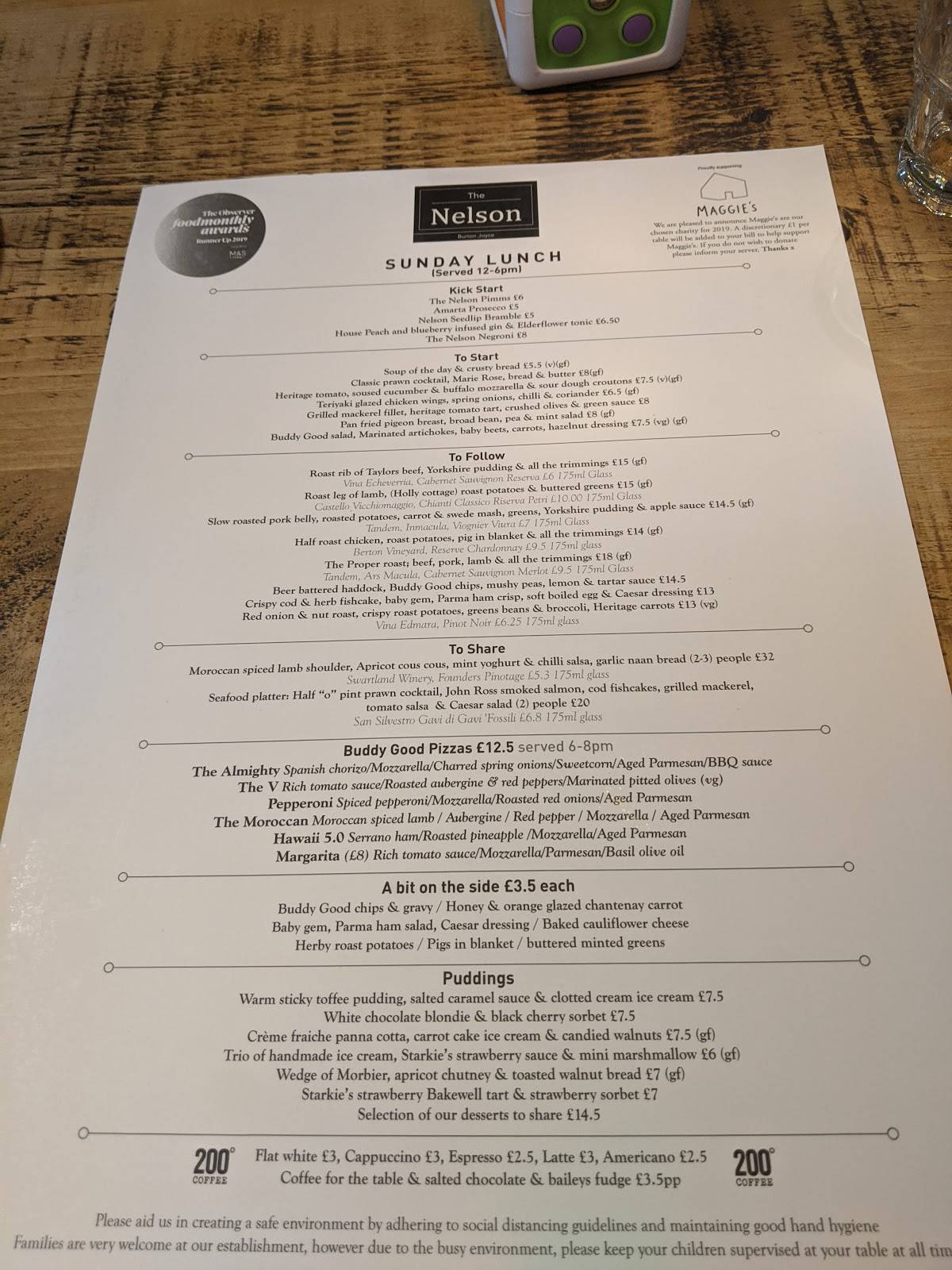 Menu at The Nelson pub & bar, Nottingham