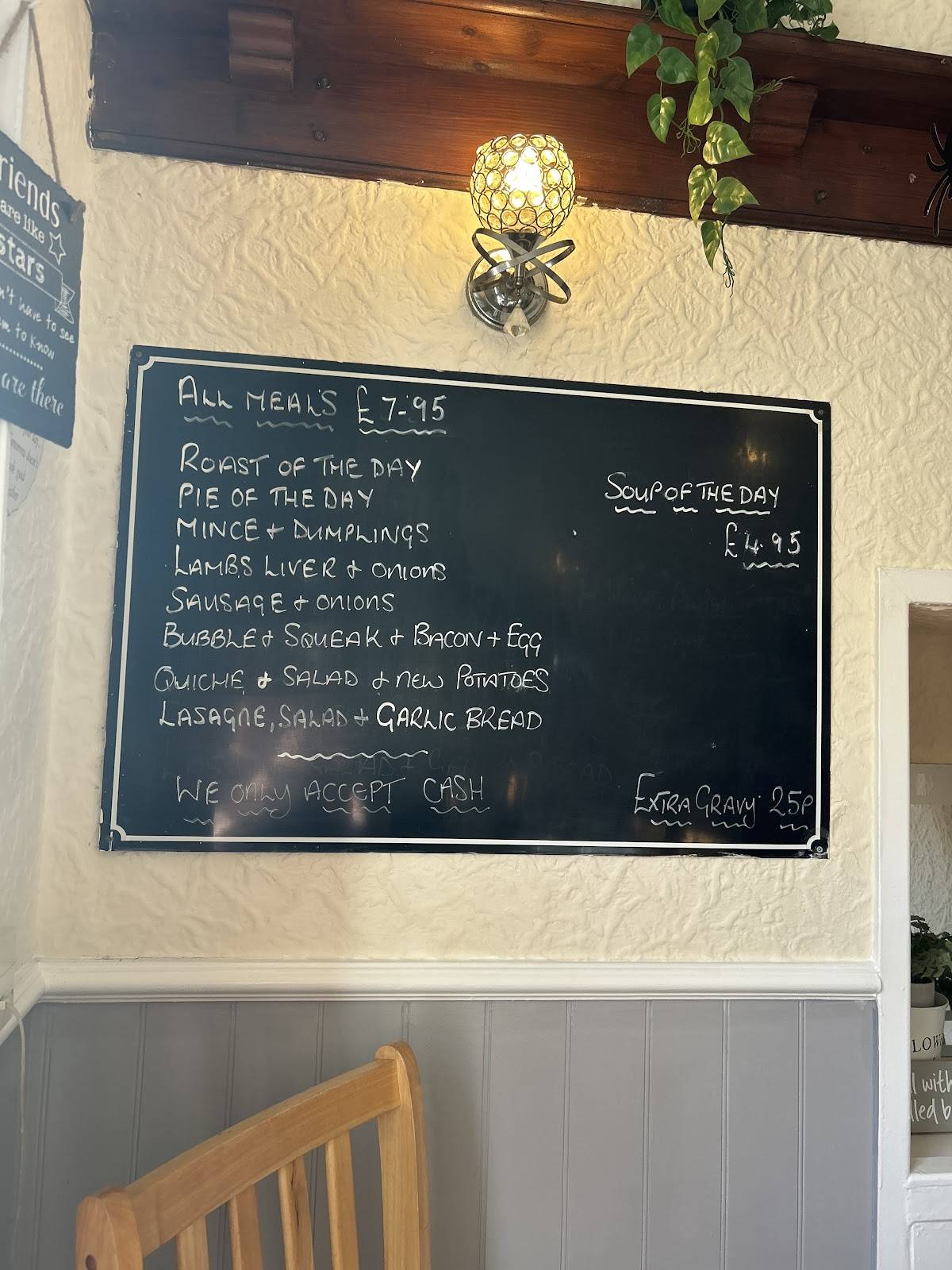 Menu at The Old Bakehouse cafe, Morpeth