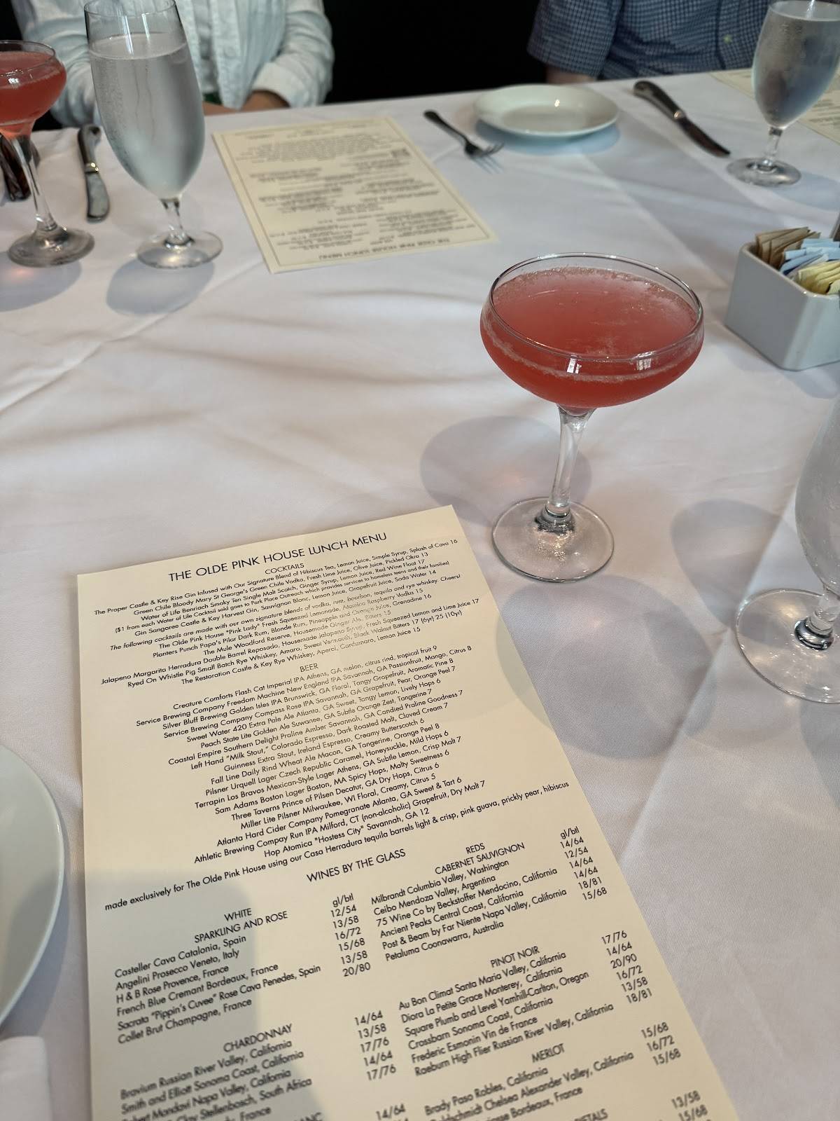 Menu at The Olde Pink House pub & bar, Savannah