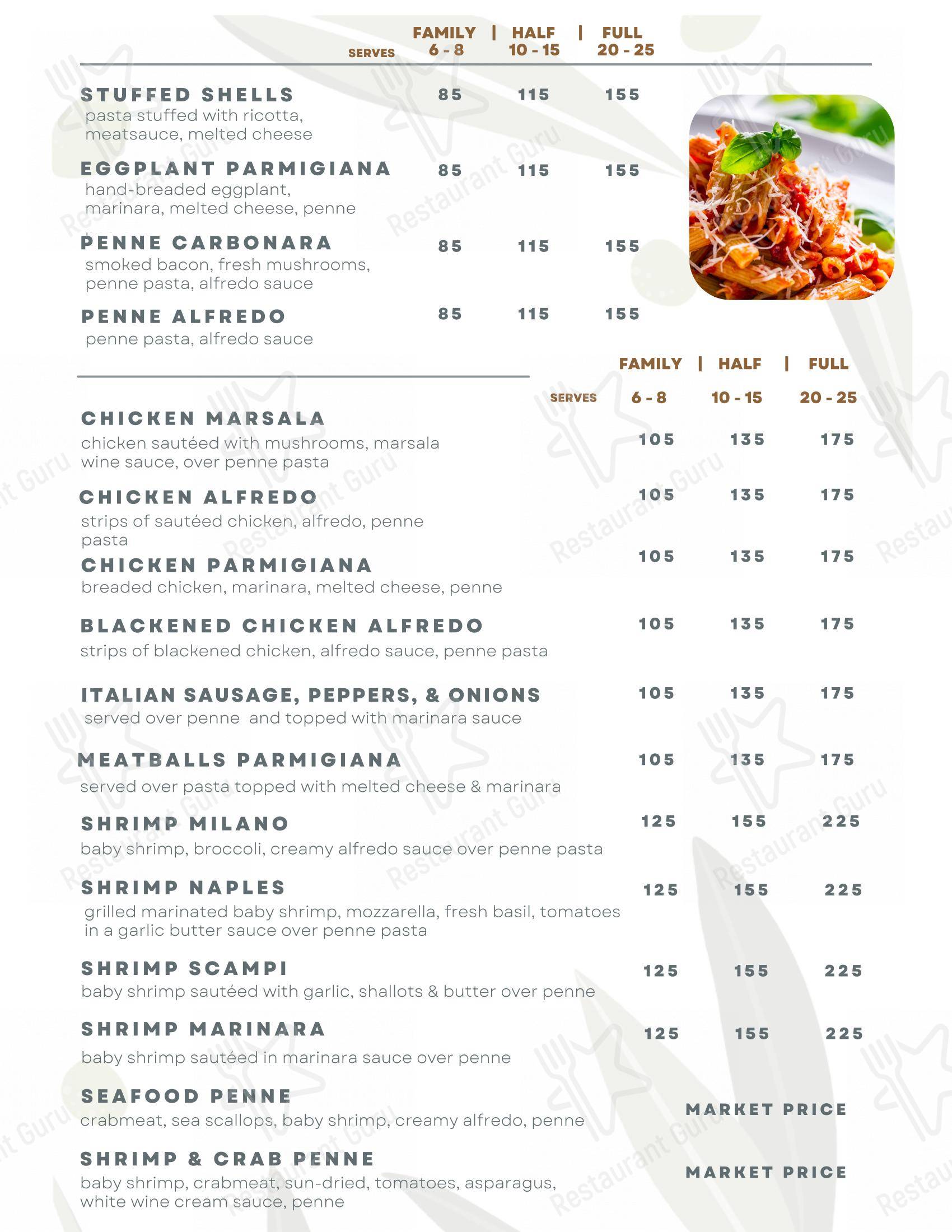 Menu at The Olive Tree restaurant, Glen Burnie