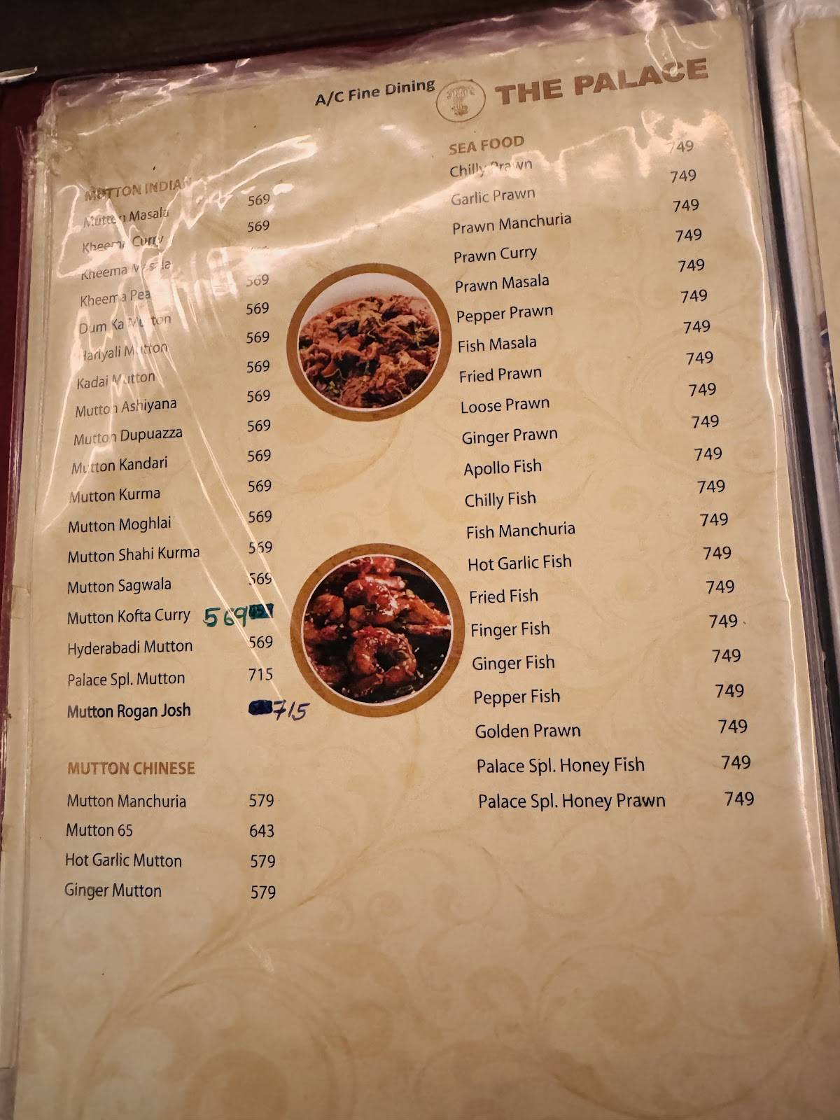Menu at The Palace Hotel NH9, Rudraram