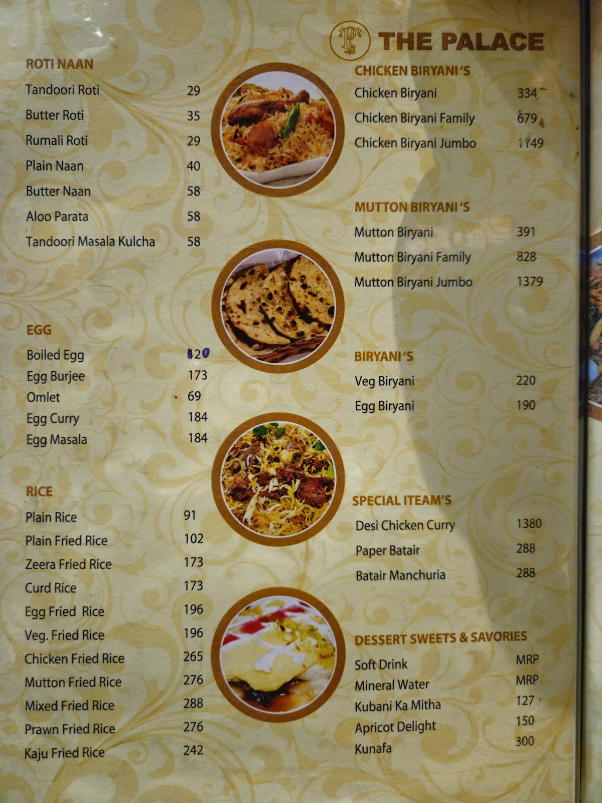 Menu at The Palace Hotel NH9, Rudraram