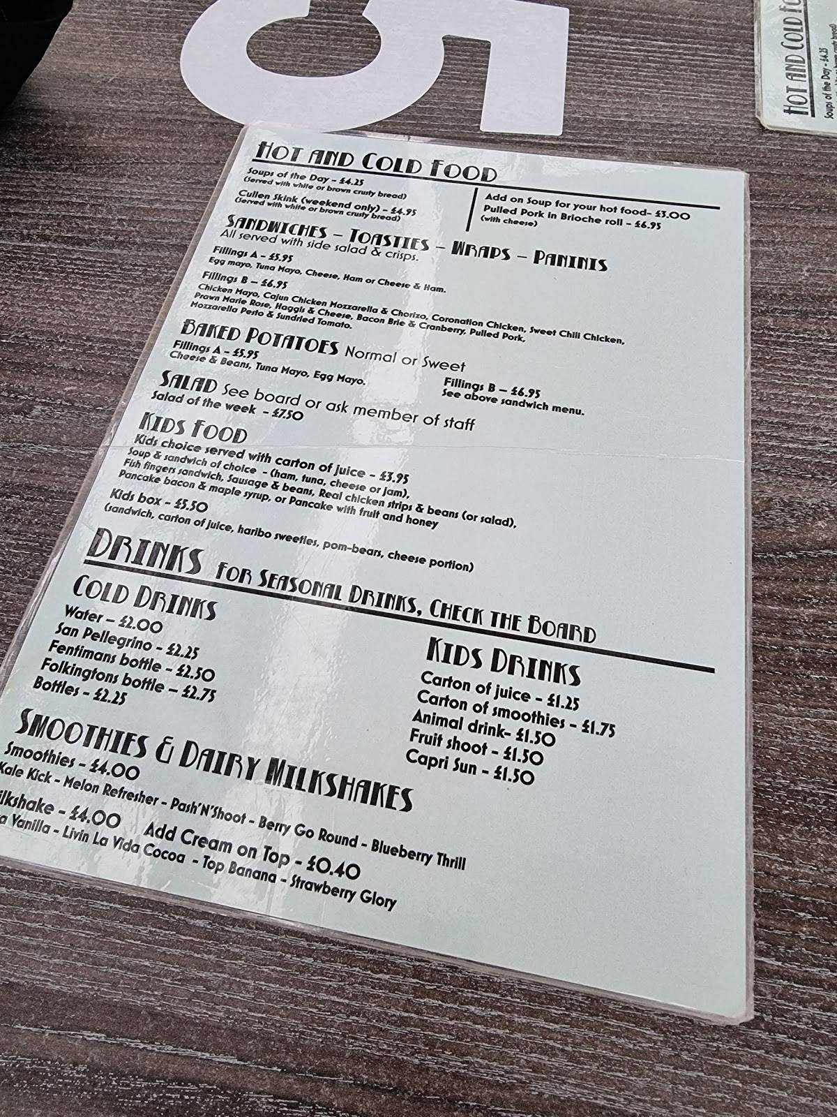 Menu at The Park Café cafe, Aberdeen, Duthie Park