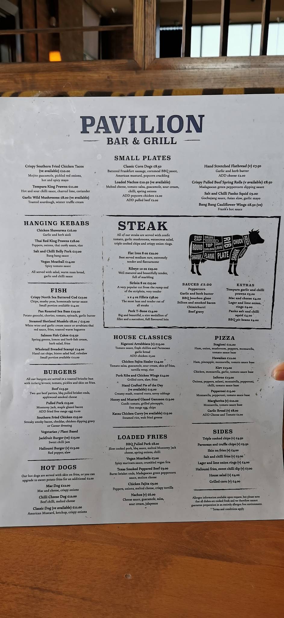 Menu at The Pavilion Bar & Grill, Newcastle upon Tyne, Hotspur N