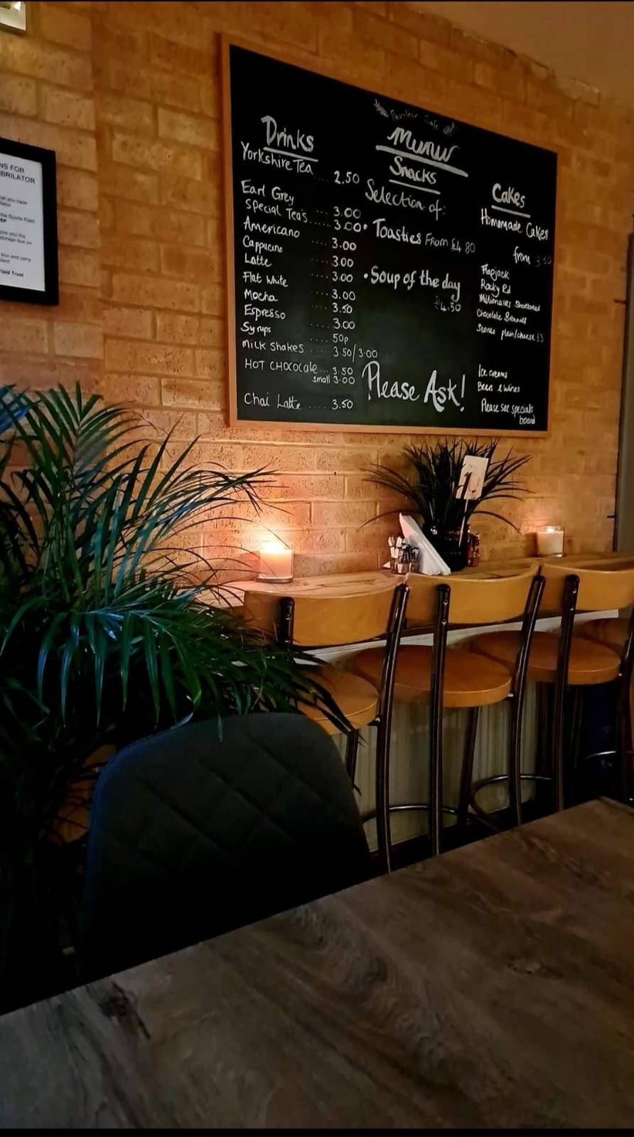 Menu at The Pavilion Cafe and Bar, Baslow