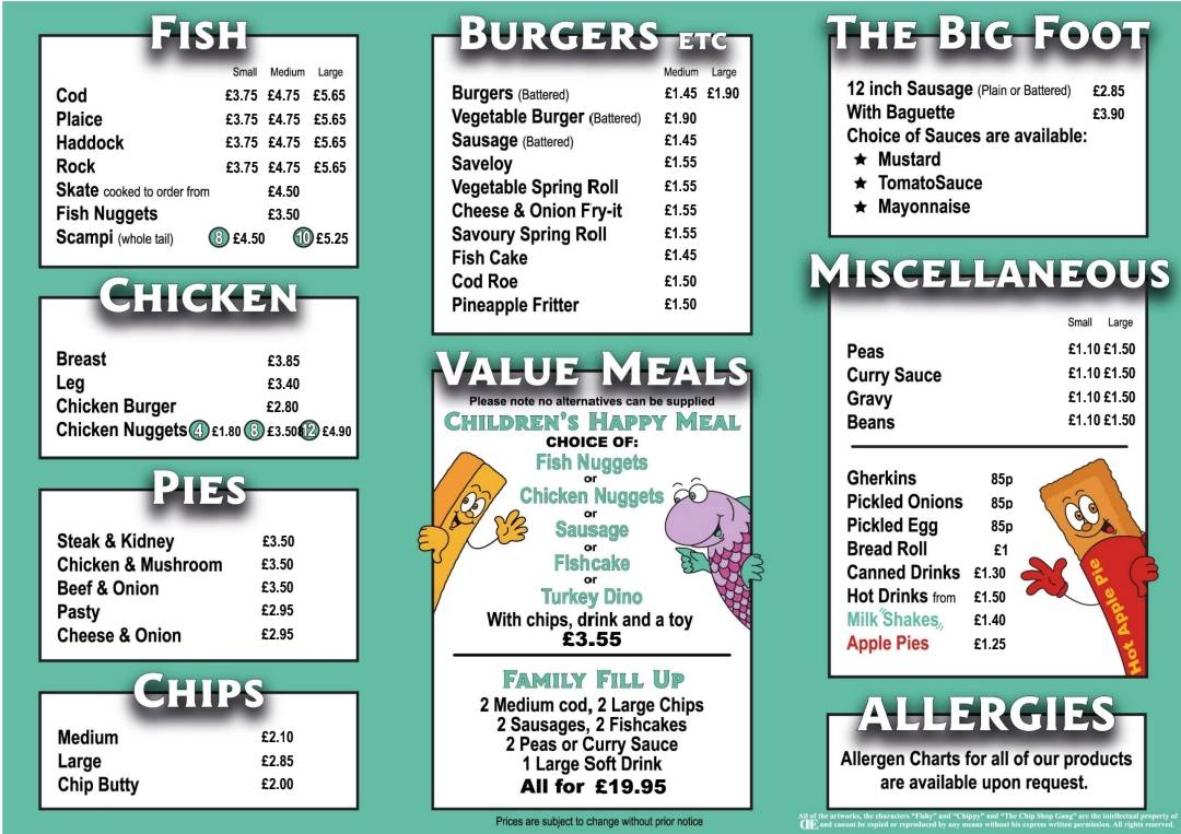 Menu at The Perfect Catch restaurant, Dereham, 6 Market Pl