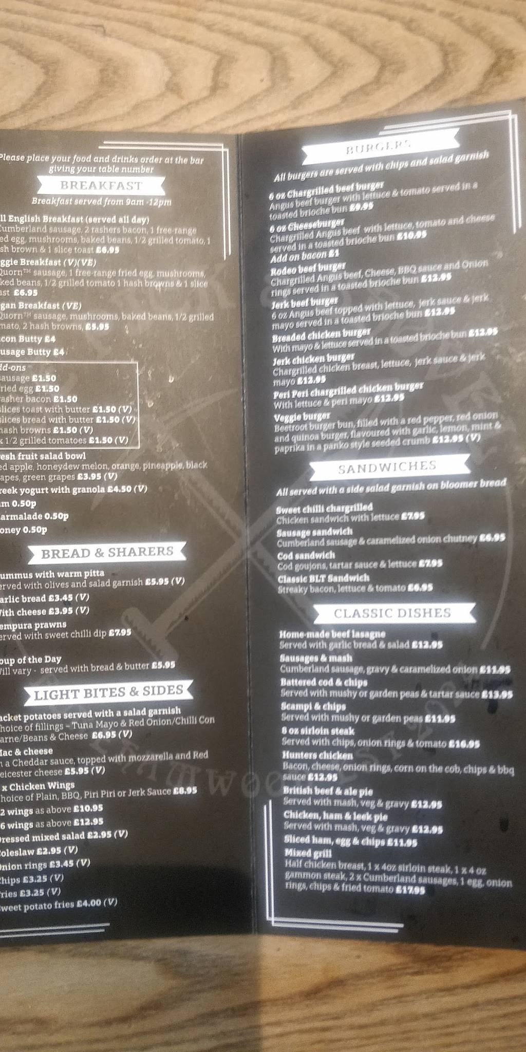 Menu at The Pick & Shovel pub & bar, Borehamwood