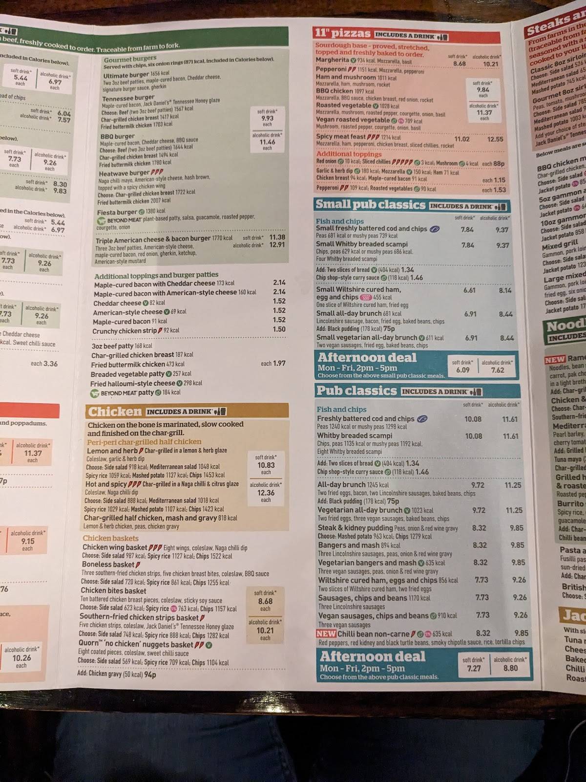 Menu at The Playhouse - JD Wetherspoon pub & bar, Colchester