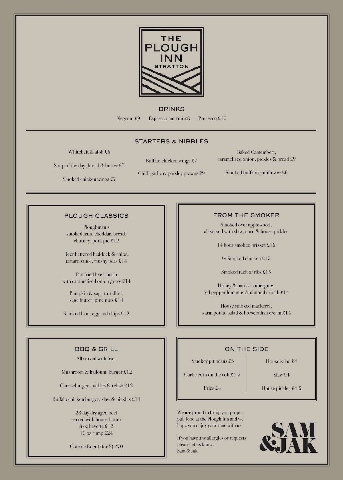 Menu at The Plough Inn pub & bar, Cirencester