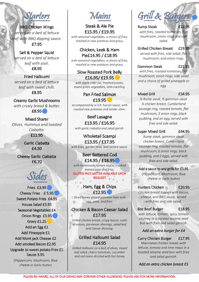 Menu at The Pointer Inn pub & bar, Sandown, High St