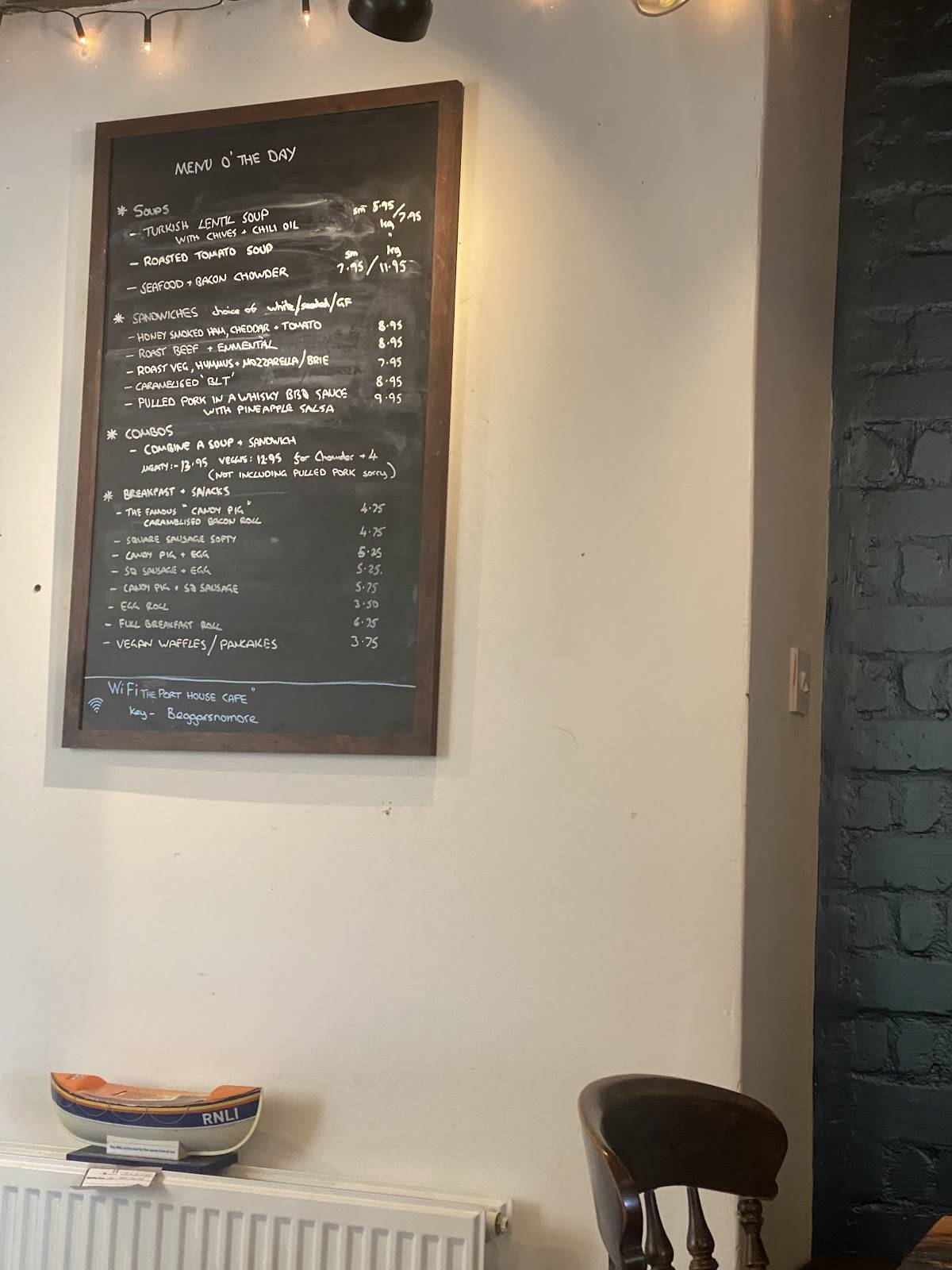 Menu at The Port House of Portsoy cafe, Portsoy