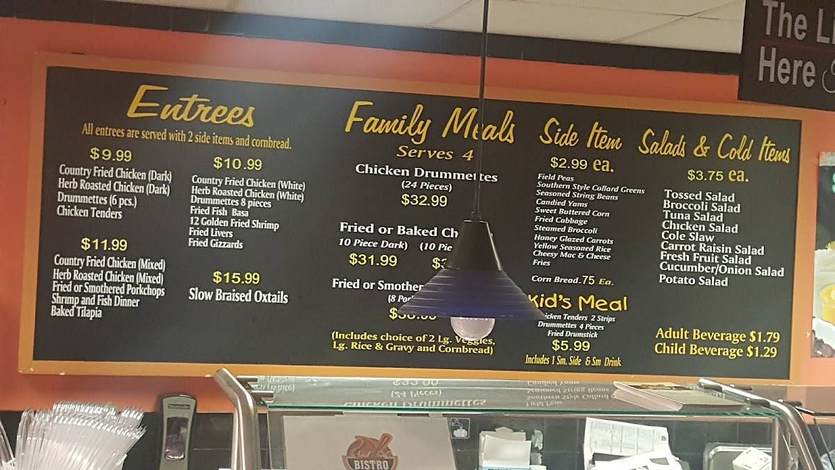 Menu at The Potter’s House Soul Food Bistro restaurant, Jacksonville