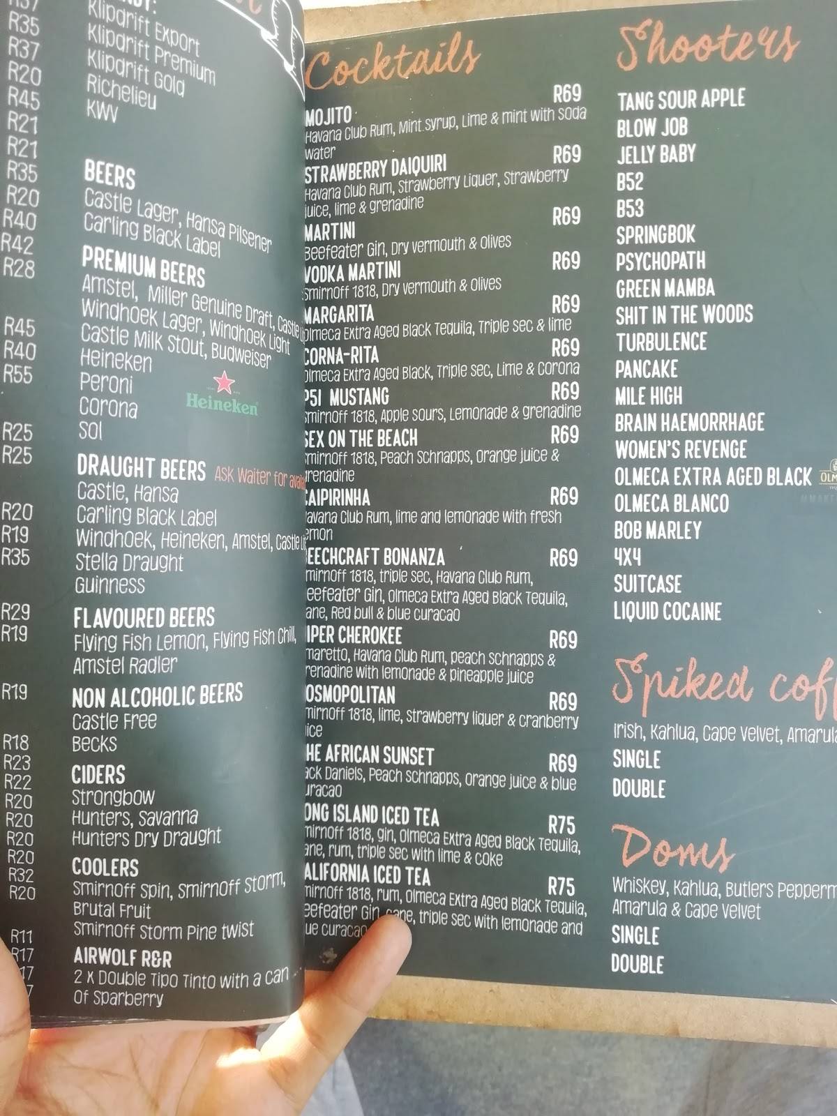 Carta del restaurante The Propeller On Grand, Midrand