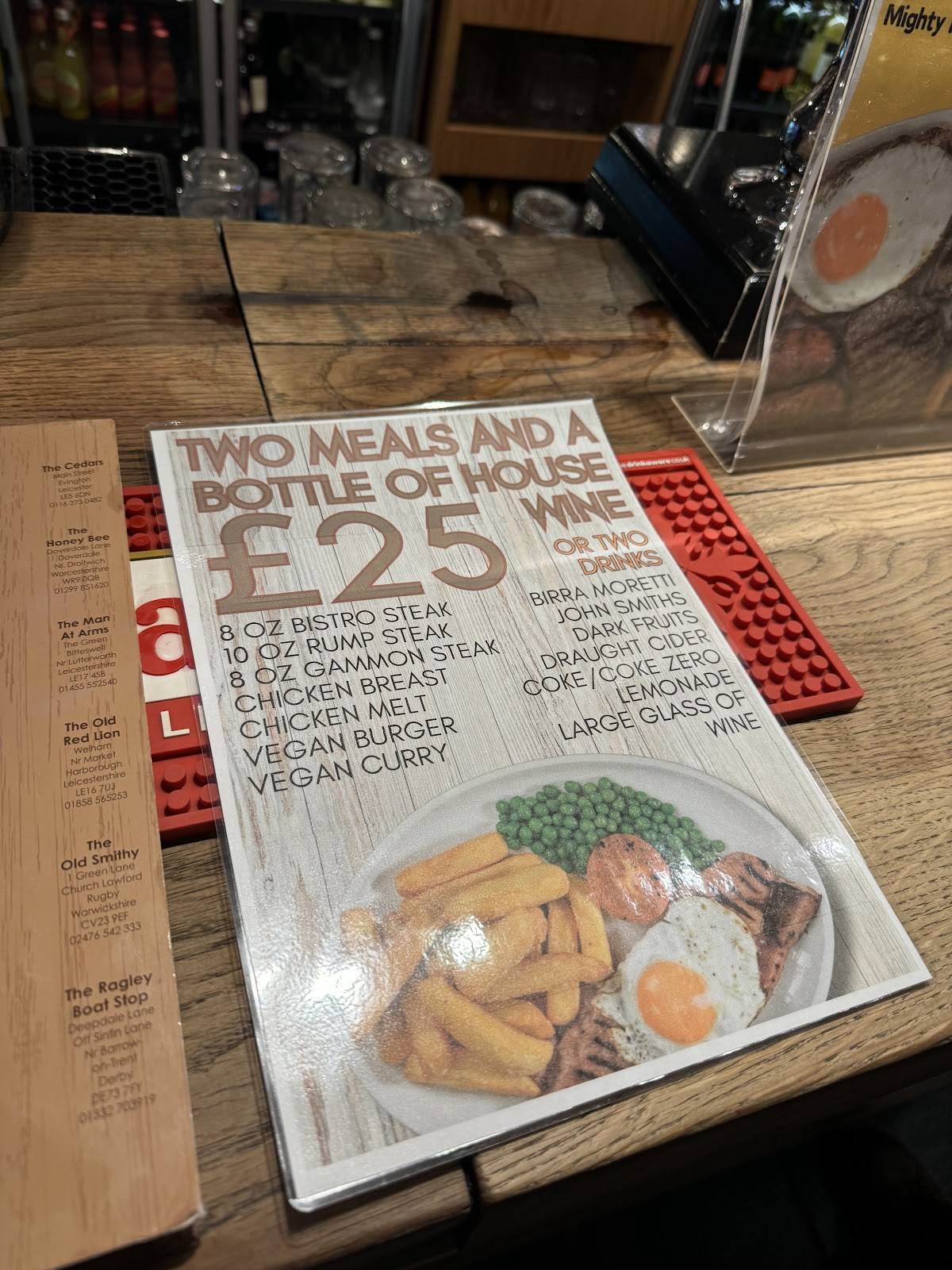 Menu at The Ragley Boat Stop pub & bar, Derby