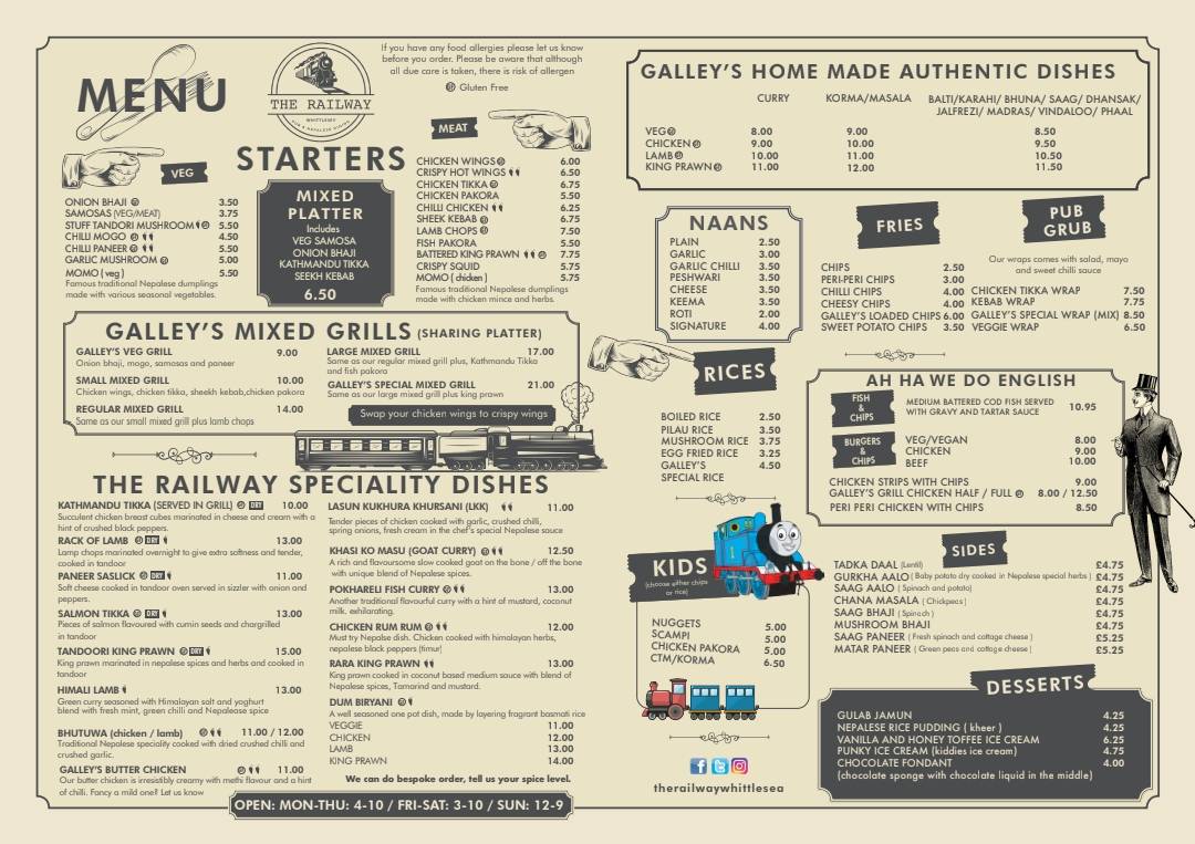 Menu at The Railway pub & bar, Peterborough