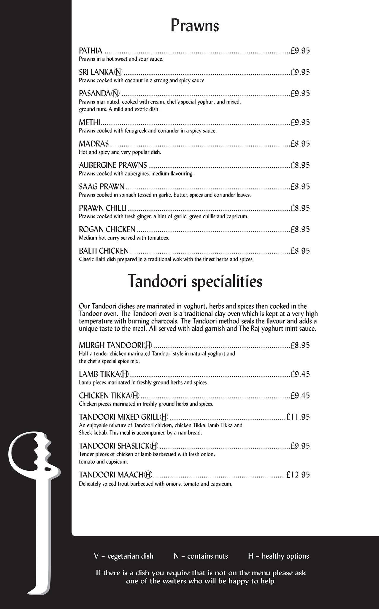Menu at The Raj Restaurant, Kettering