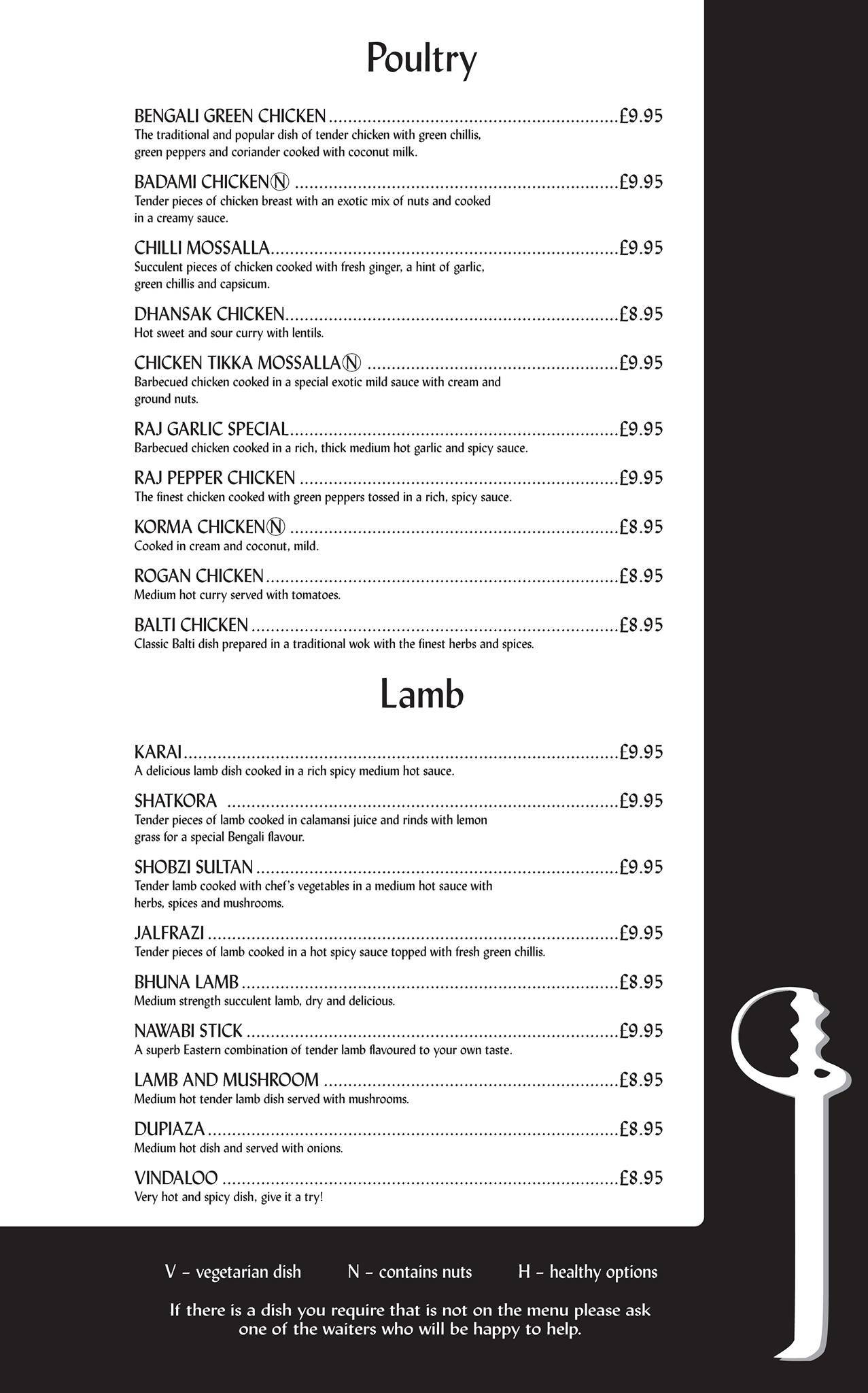 Menu at The Raj Restaurant, Kettering