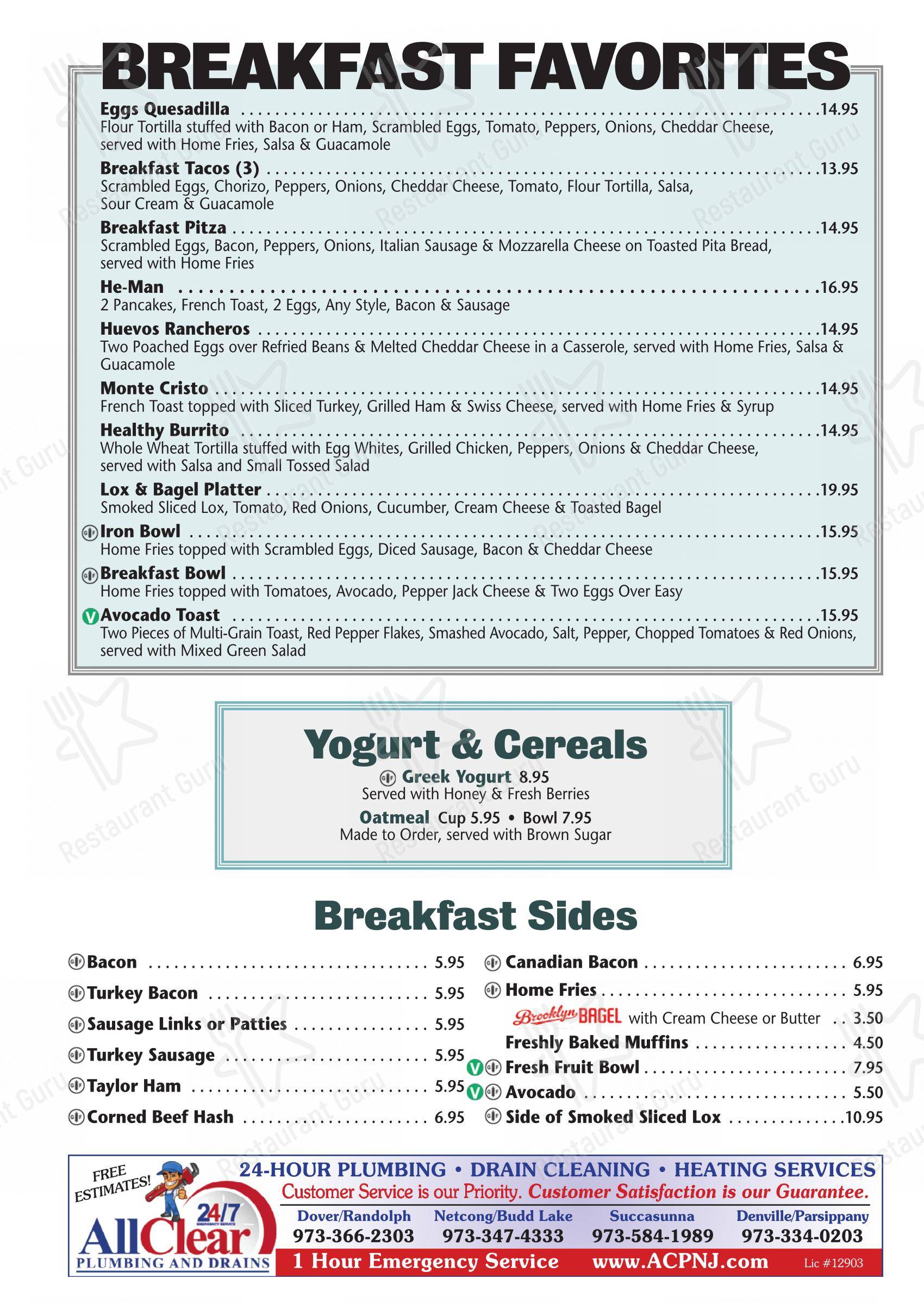 Menu at The Randolph Diner Bar & Grill, Randolph, 517 NJ-10