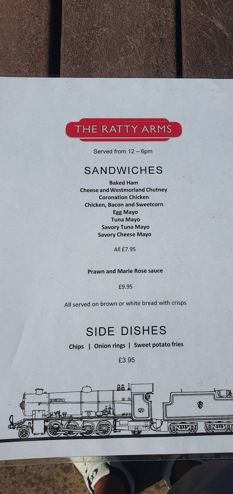 Menu at The Ratty Arms pub & bar, Muncaster