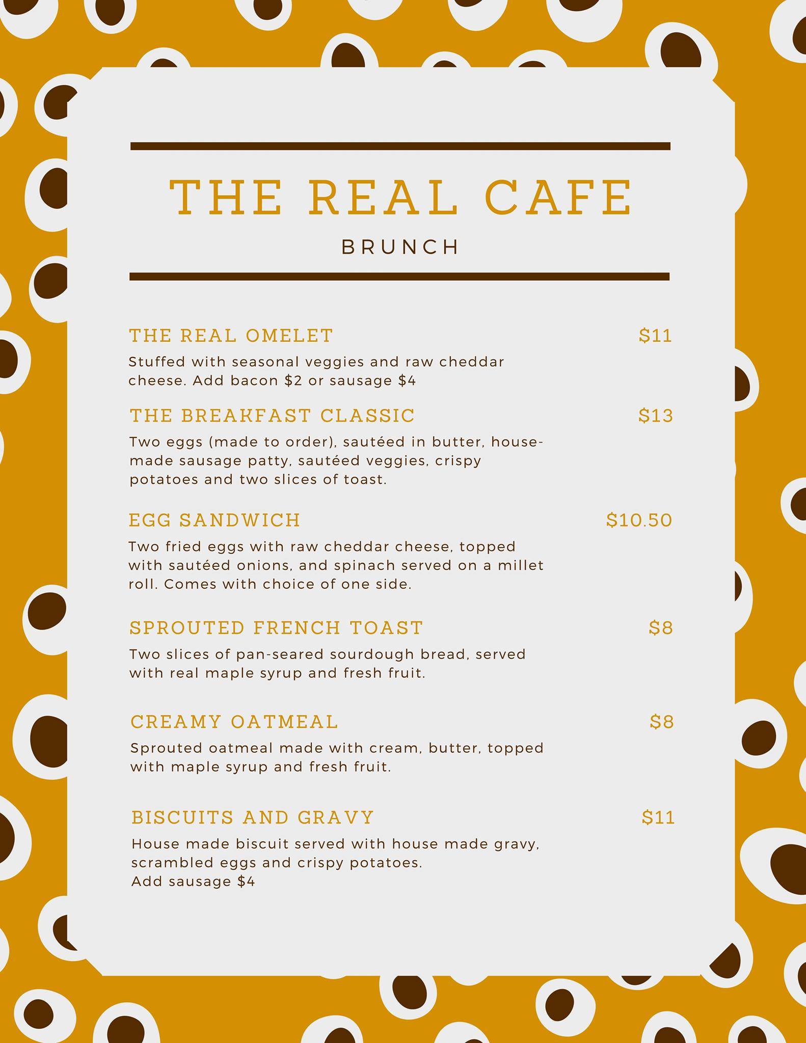 Menu at The Real Cafe, Edmond, W Edmond Rd