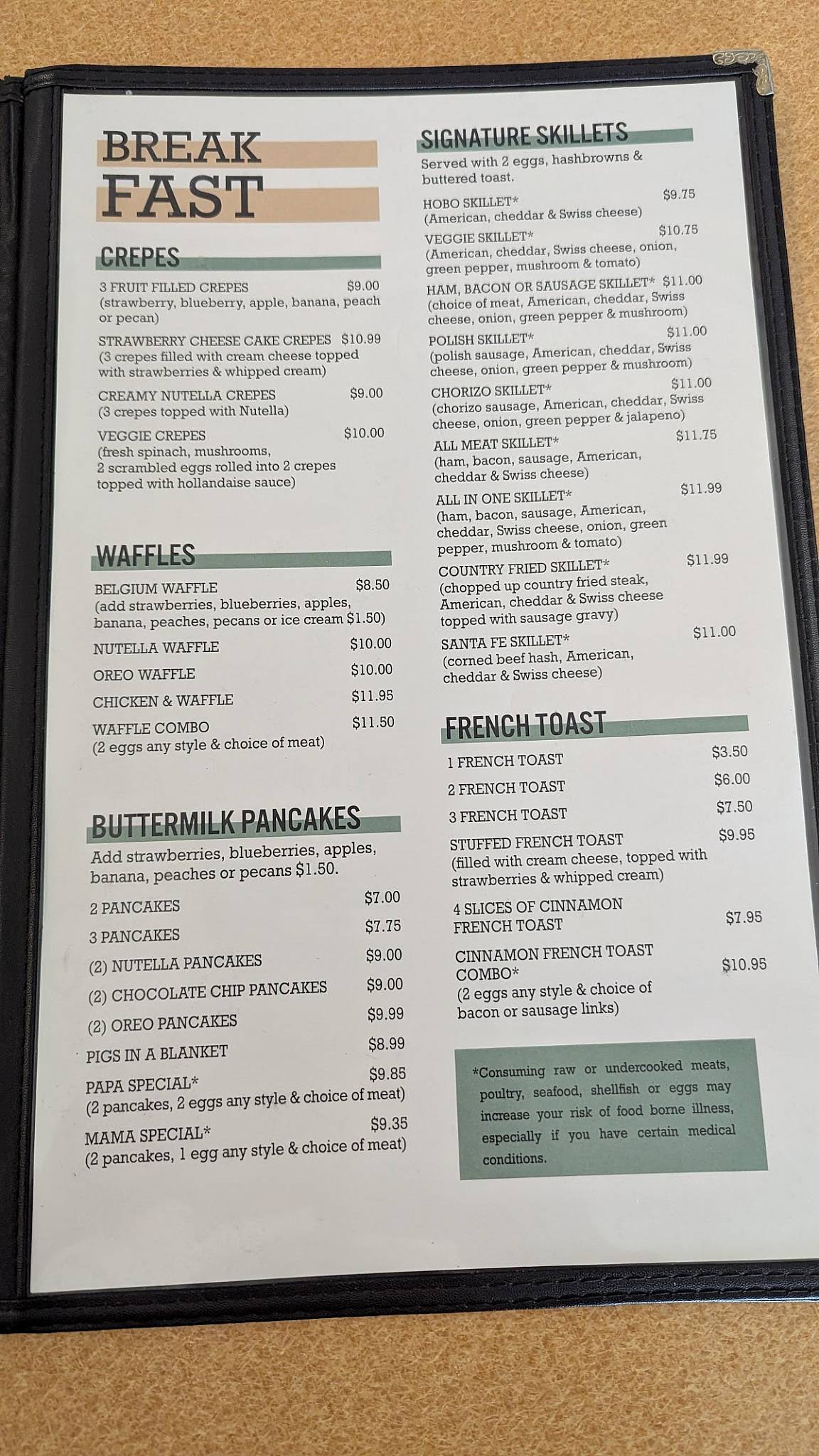 Menu at The Red Apple Inn restaurant, Monroe