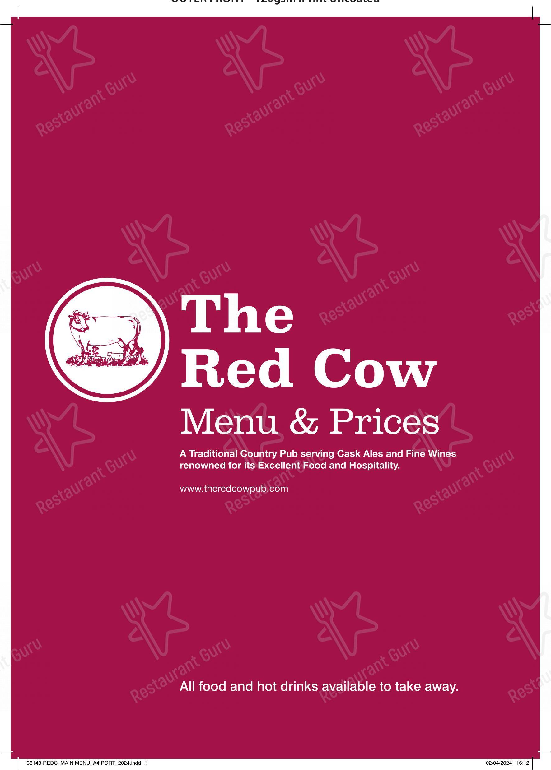 Menu at The Red Cow pub & bar, Highbridge