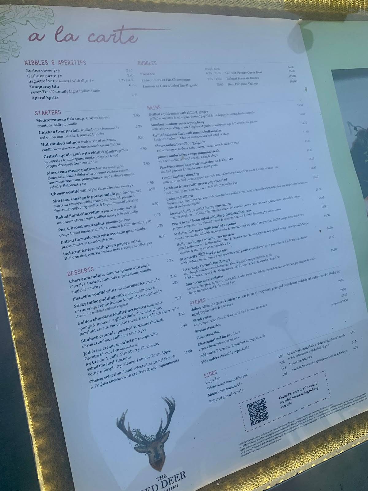 Menu at The Red Deer pub & bar, Horsham