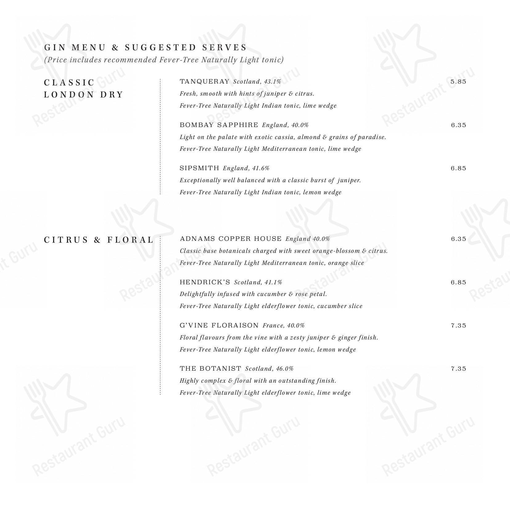 Menu at The Red Deer pub & bar, Horsham