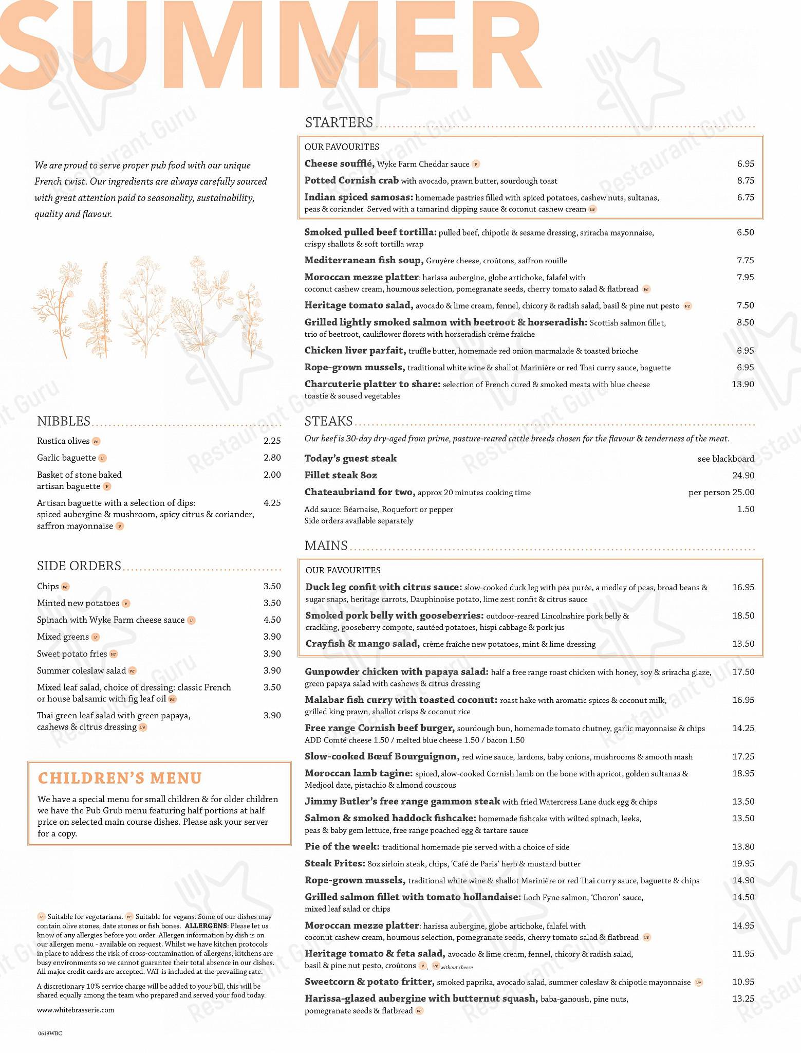 Menu at The Red Deer pub & bar, Horsham
