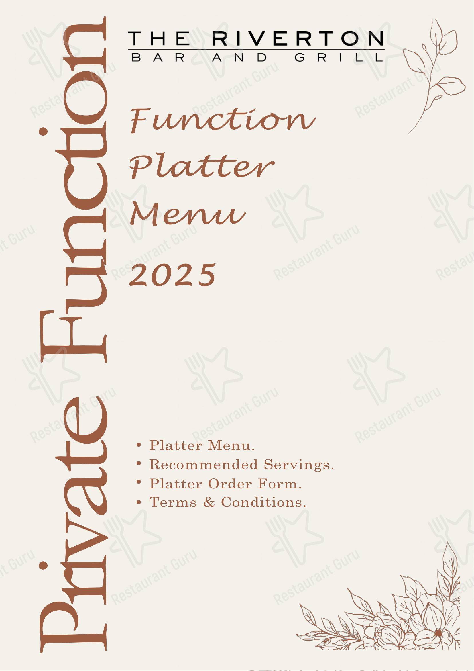 Menu at The Riverton Bar and Grill, Parkwood