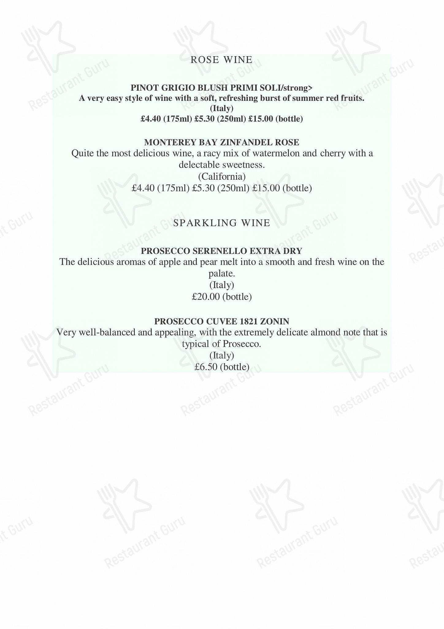 Menu at The Roebuck pub & bar, Draycott in the Clay