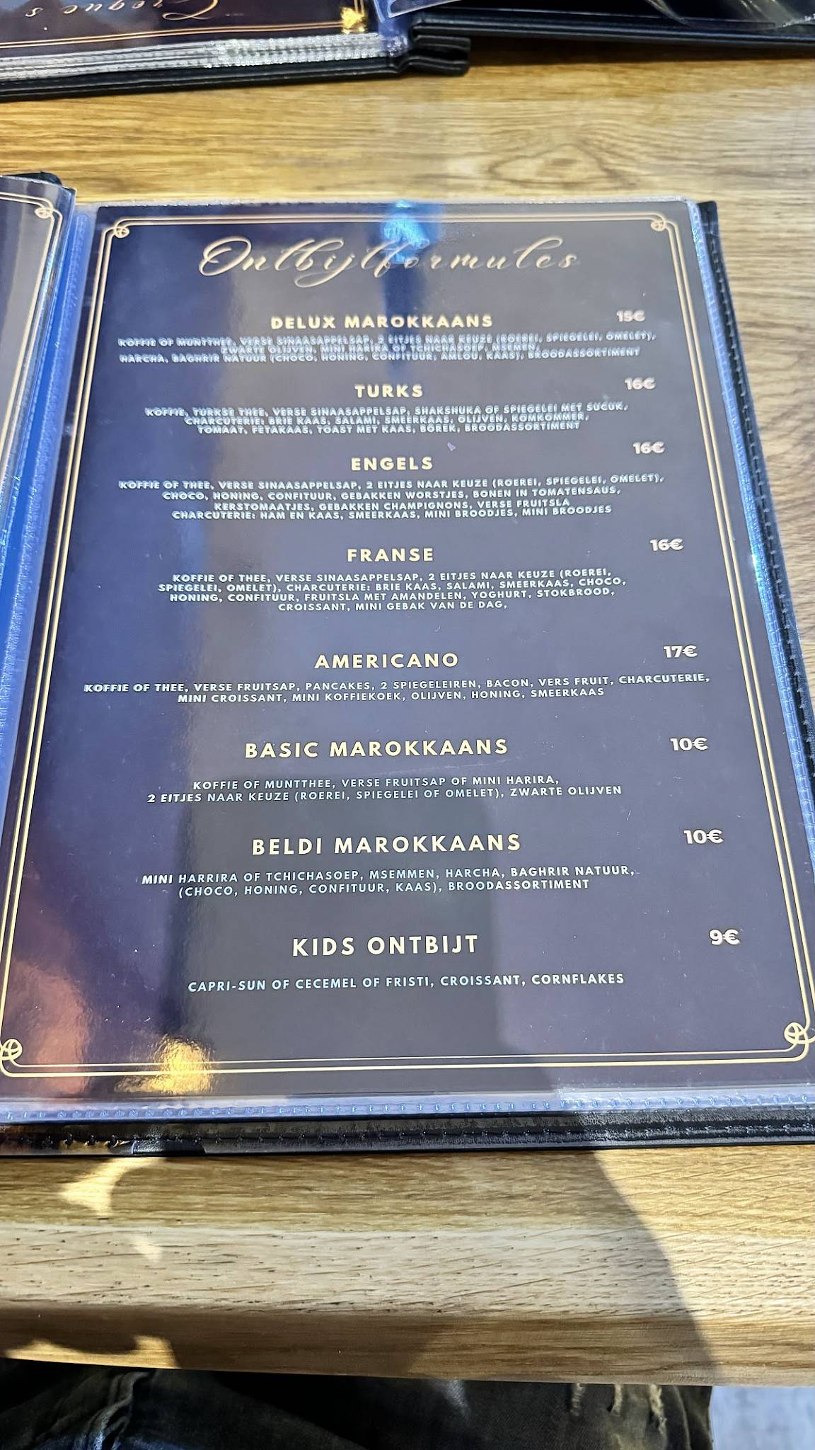 Menu at The Room, Antwerp