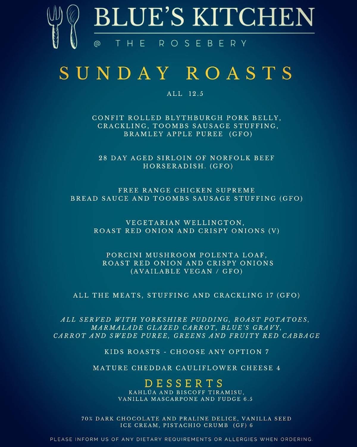 Menu at The Rosebery pub & bar, Norwich