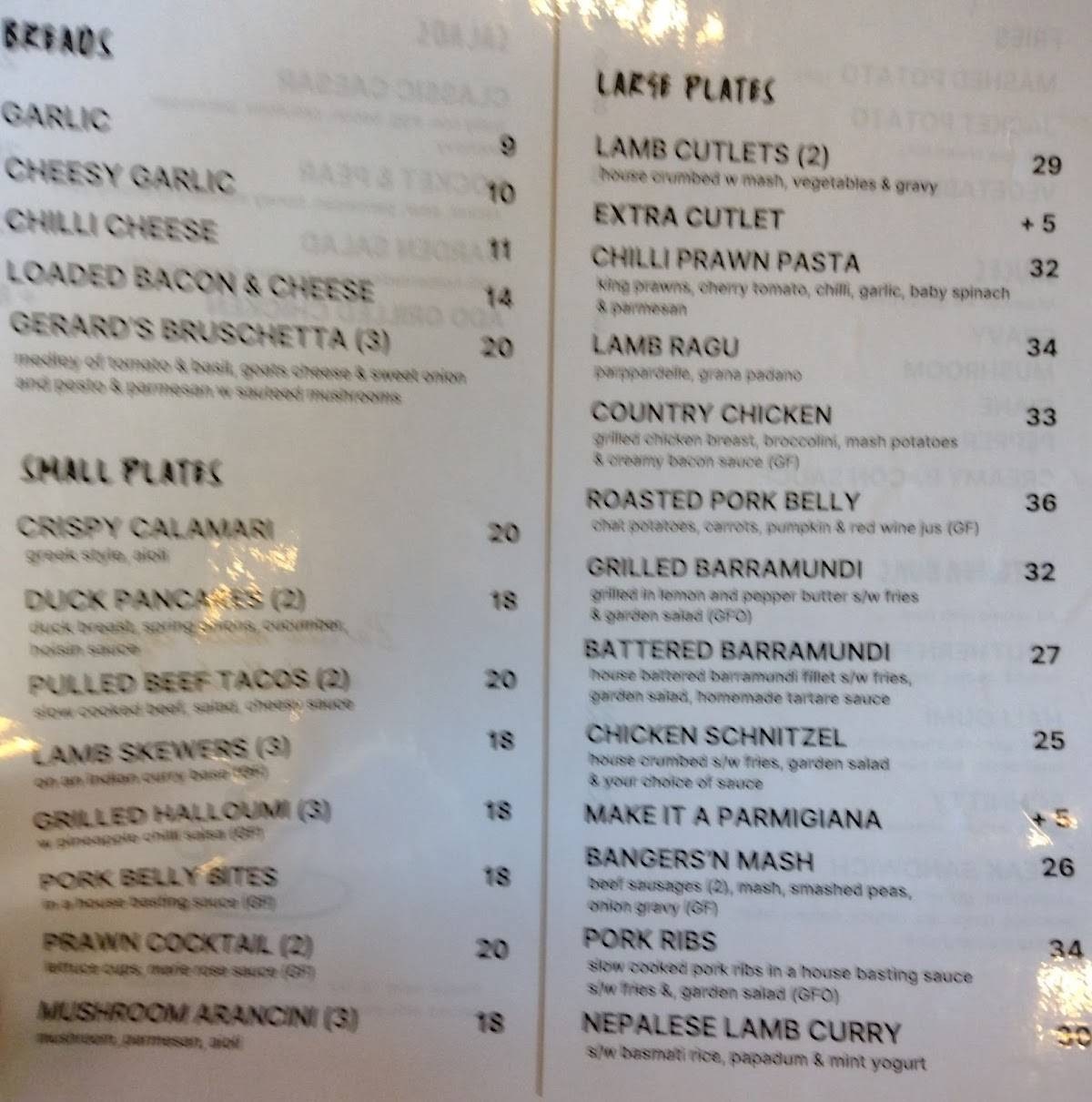 Menu at The Royal Hotel pub & bar, Denman