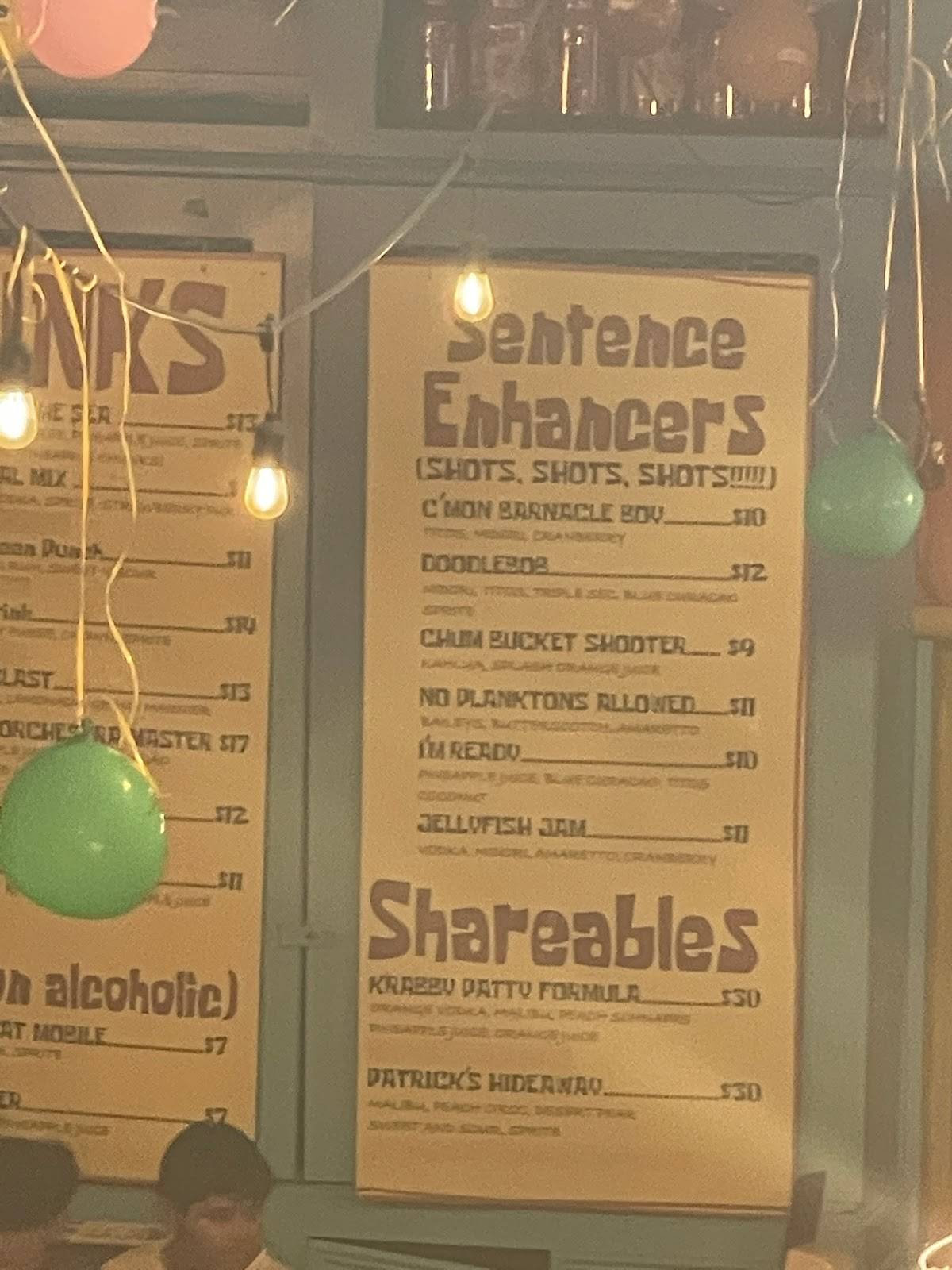 Menu at The Rusty Krab restaurant, Houston