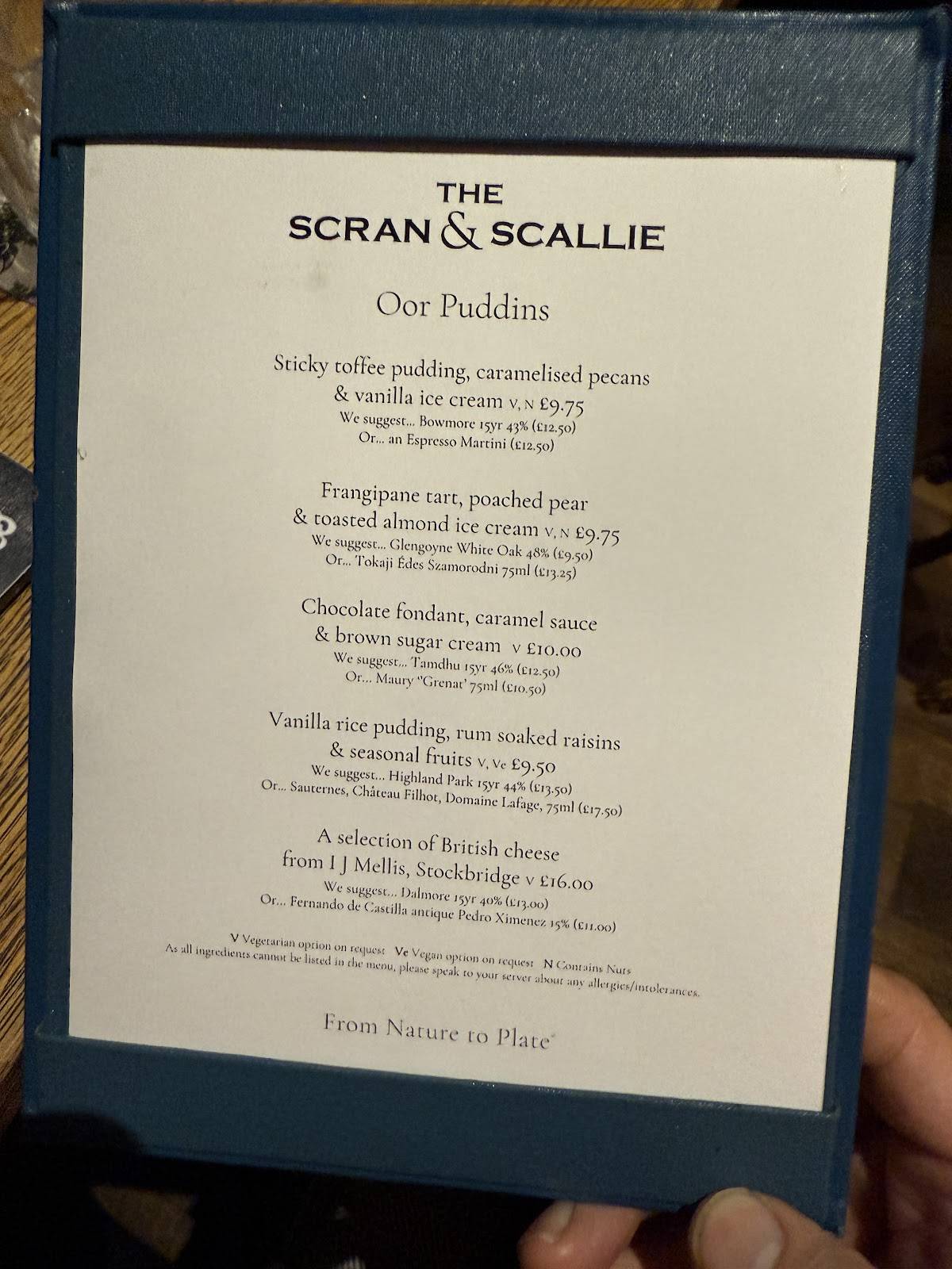 Menu at The Scran and Scallie pub & bar, Edinburgh