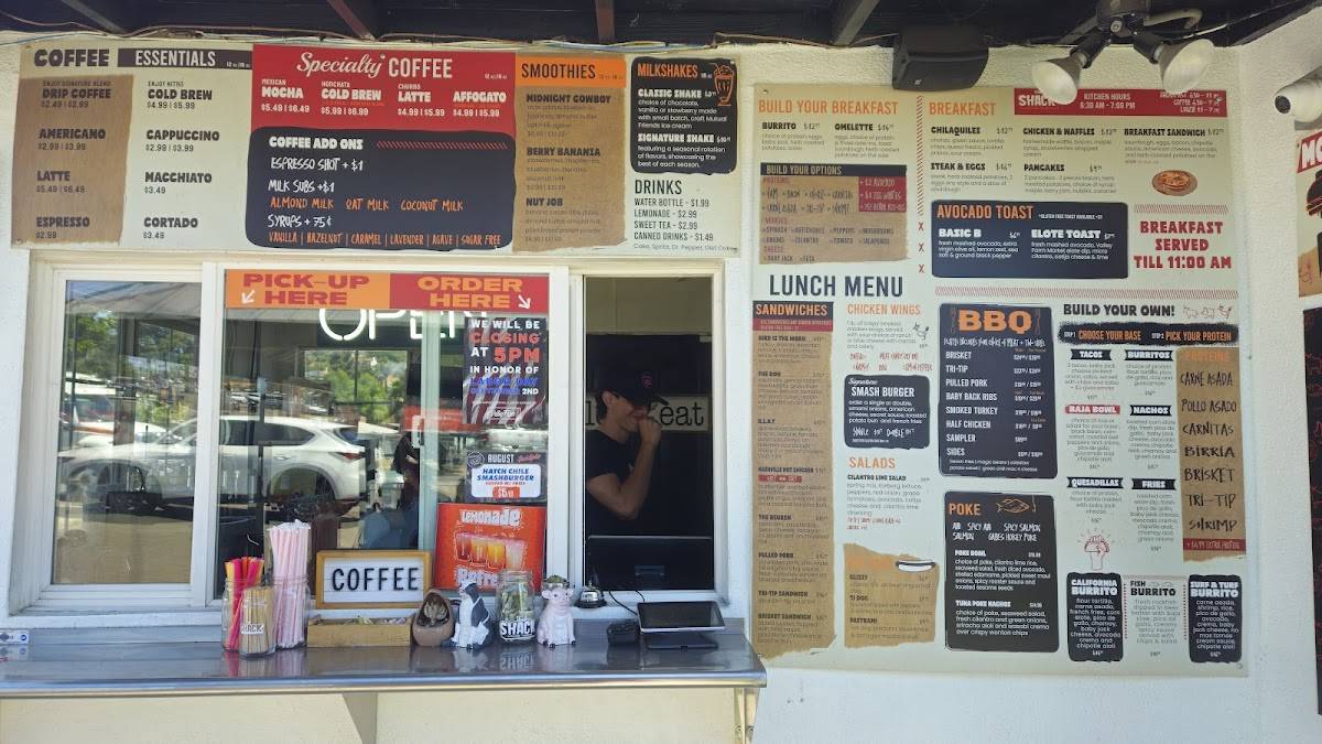 Menu at The Shack Kitchen + Coffee BBQ, Spring Valley