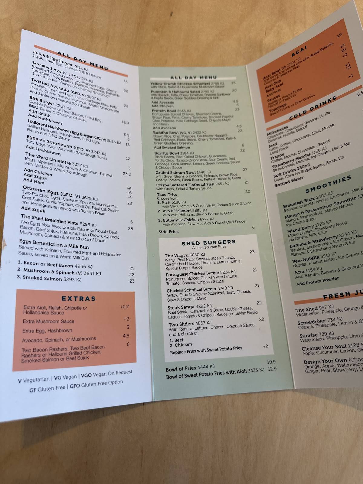 Menu at The Shed Cafe - Edmondson Park, Edmondson Park