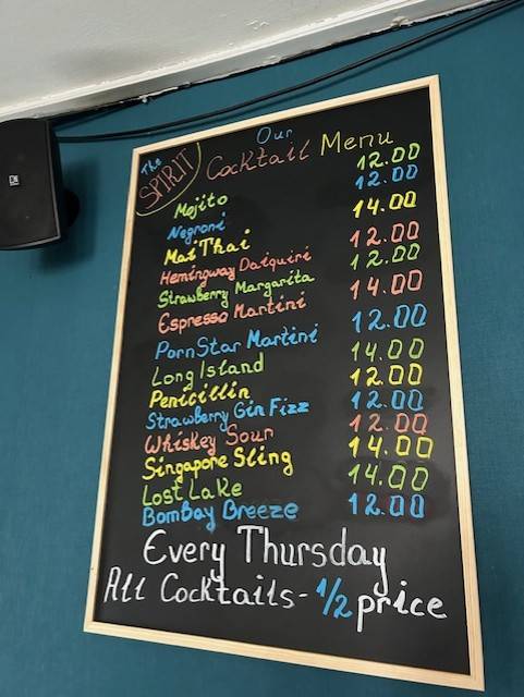 Menu at The Spirit pub & bar, Luxembourg City