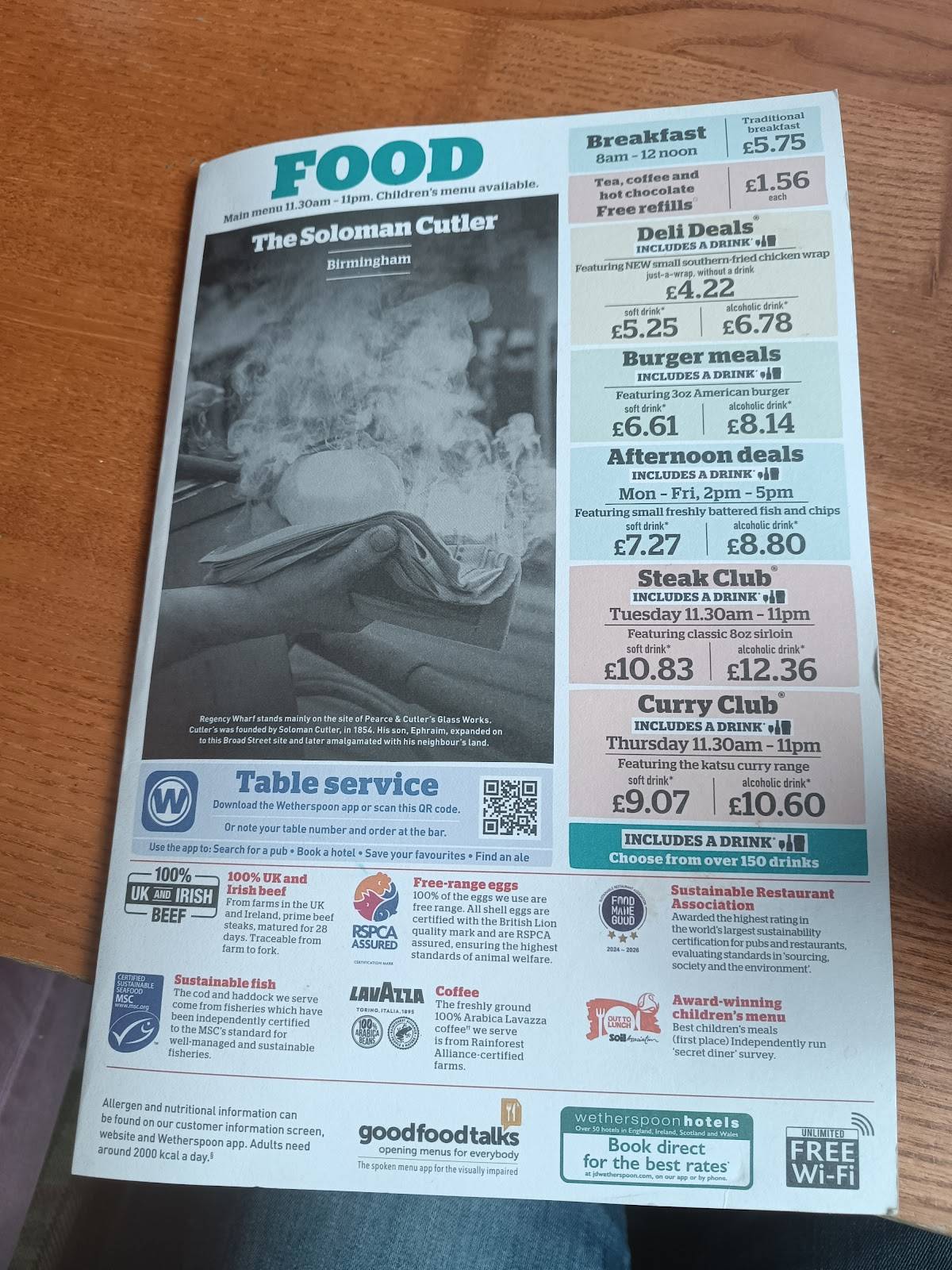 Menu at The Square Peg - JD Wetherspoon pub & bar, Birmingham, 115 ...