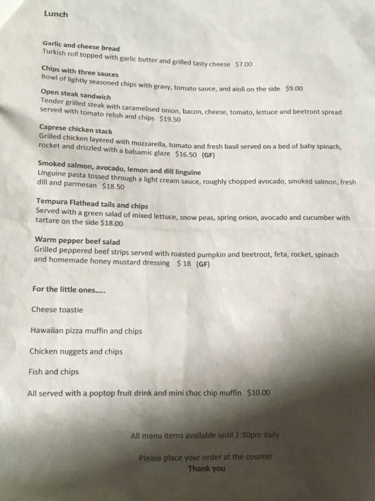 Menu at The Stables Cafe Est 1889, Bairnsdale