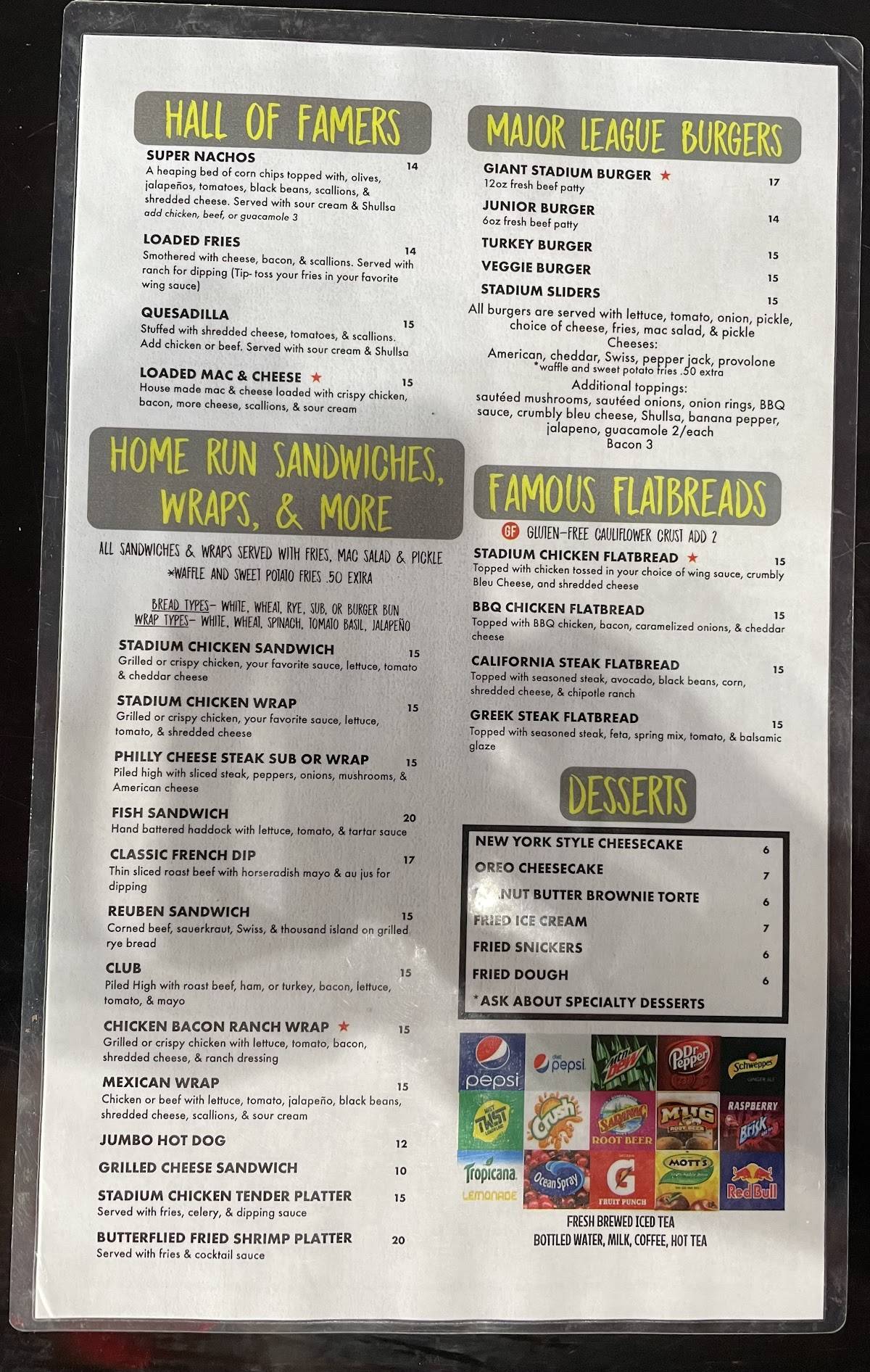 Menu at The Stadium pub & bar, Oxford