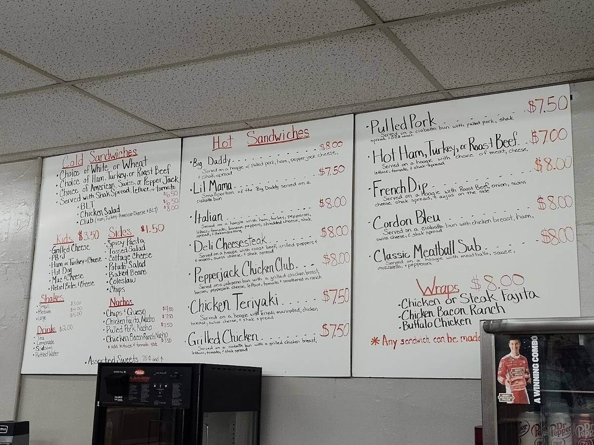 Menu at The Sugar Shak pizzeria, Medford