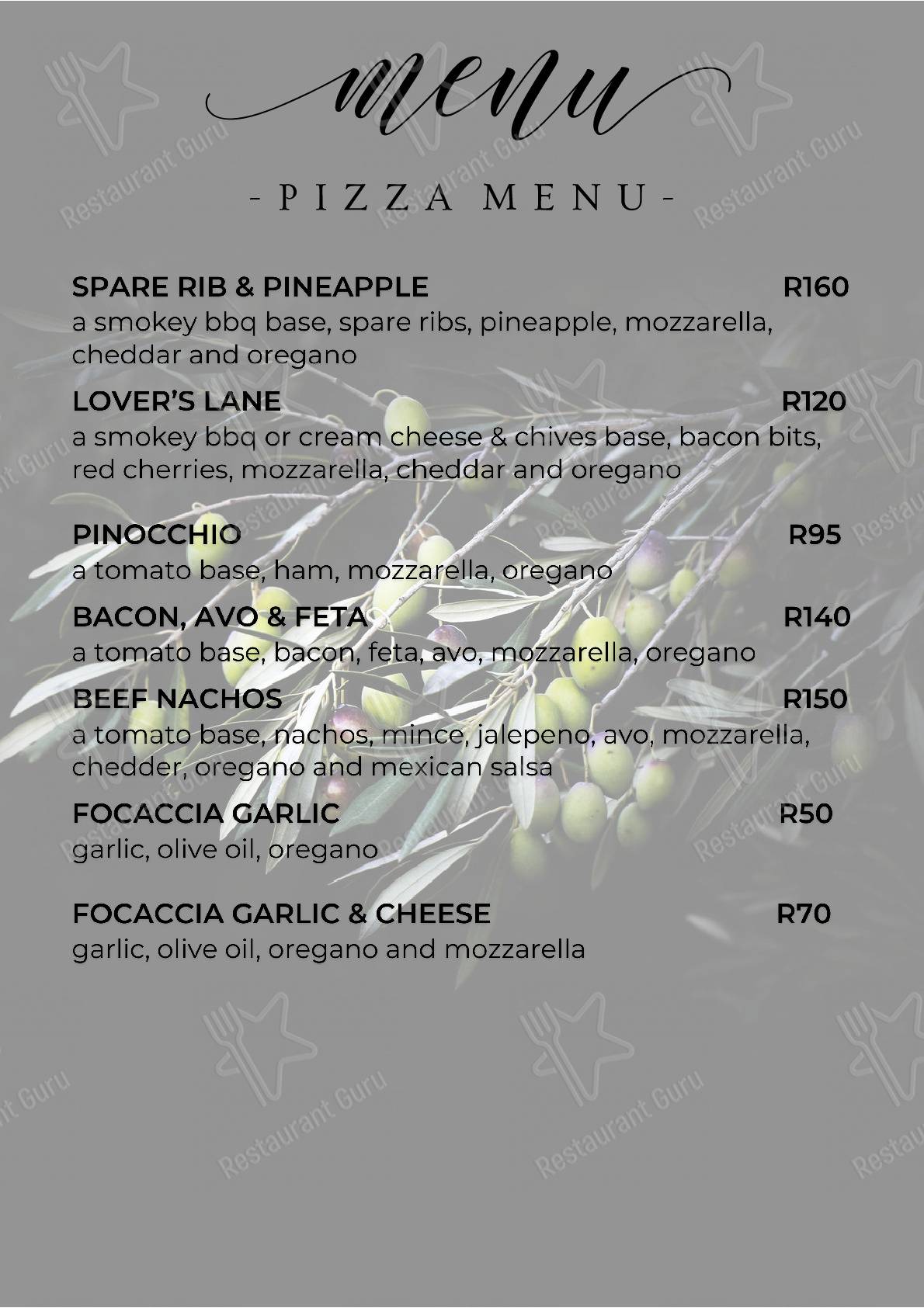 Menu au The Swing & Putter Restaurant & Bar, Fochville