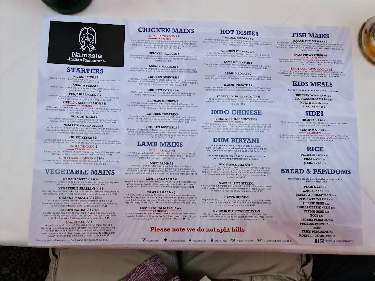 Menu at The Swingate Inn restaurant, Dover