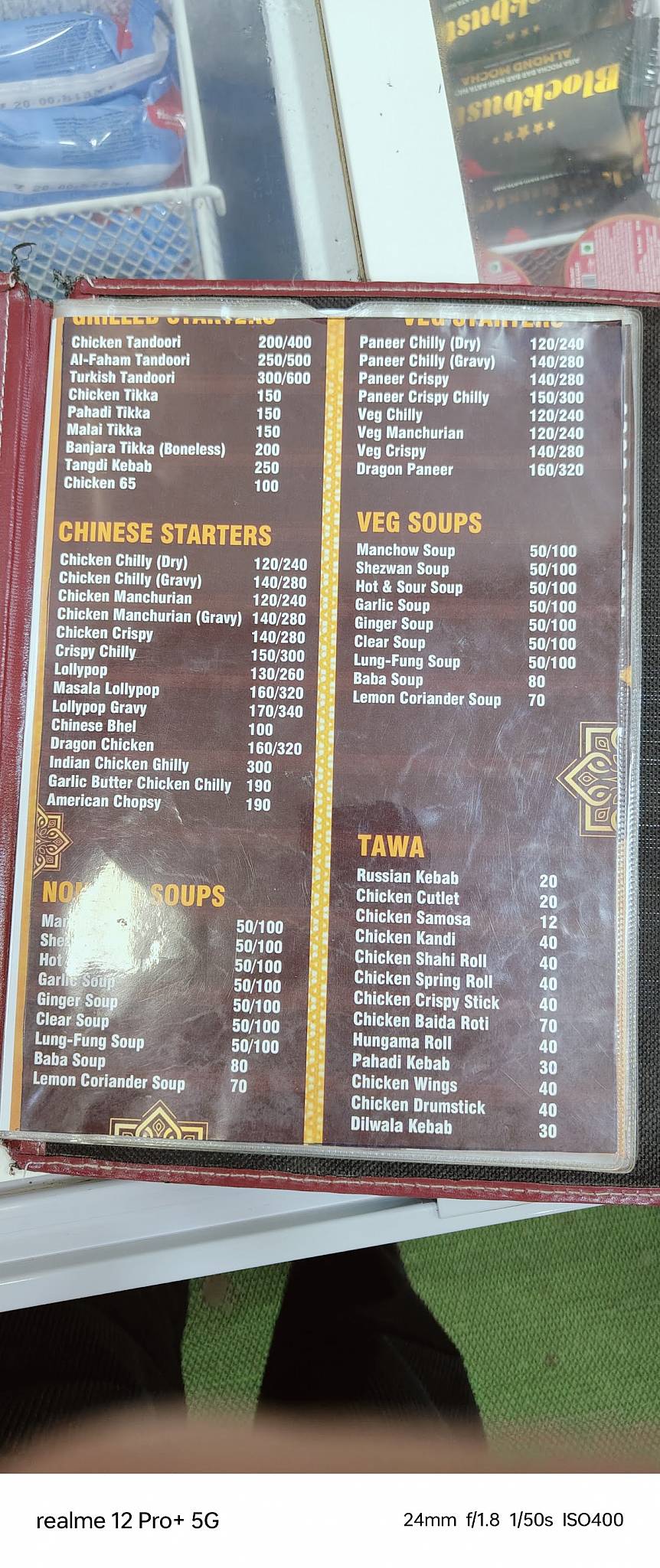Menu at The TAWA' S BIRYANIWALA RESTAURANT, Dapoli