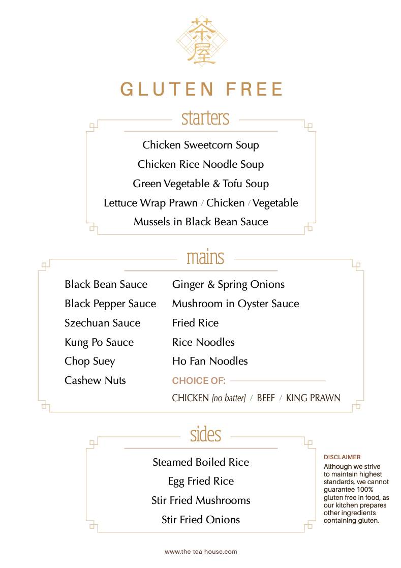 Menu at The Tea House restaurant, Larbert